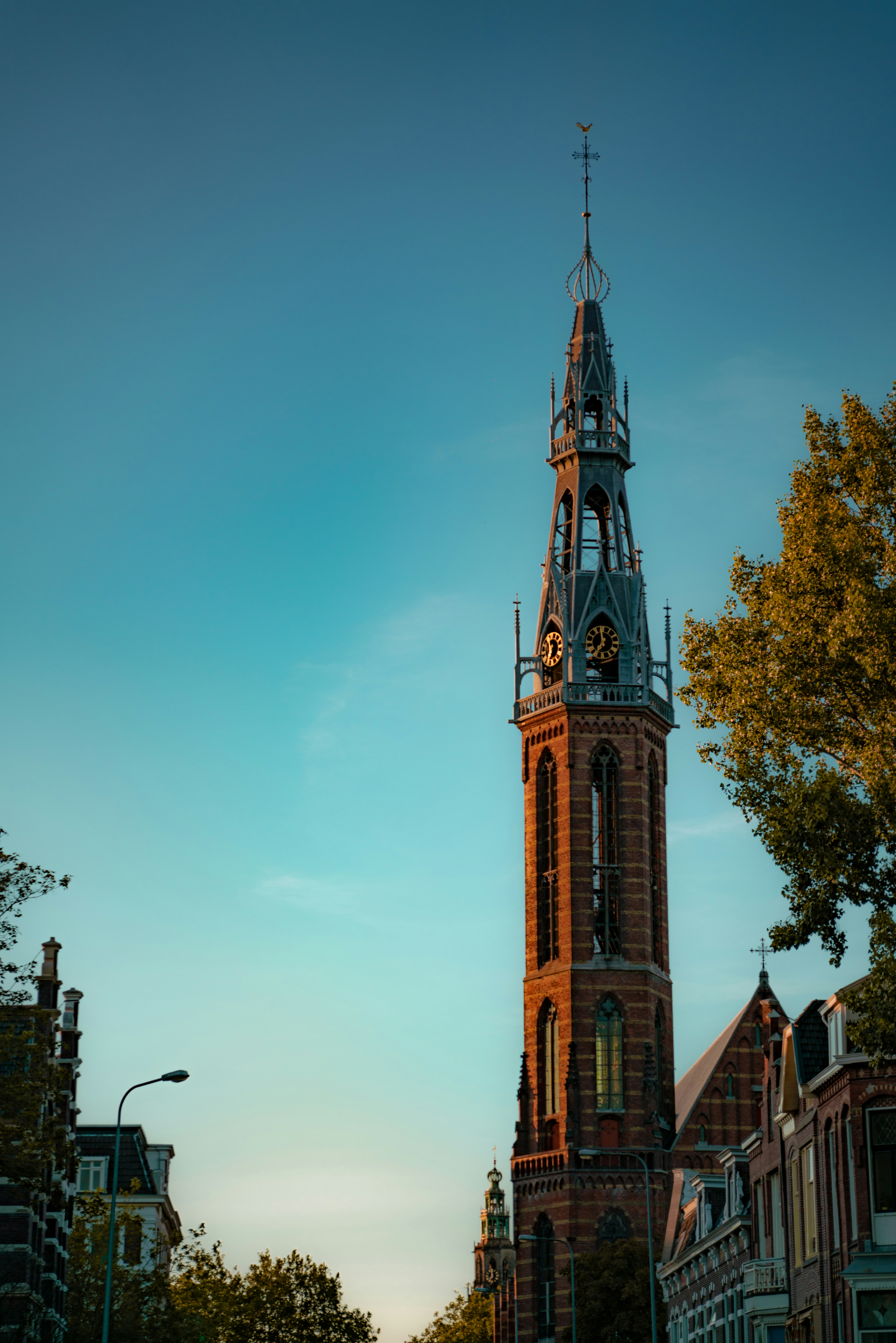 the “Dronkemanstoren” (drunken tower) in Groningen - The Netherlands - Europe. It’s called the “Dronkemanstoren” because the clock faces are on a angle, so you always see two clock faces (or see double, hence drunk).