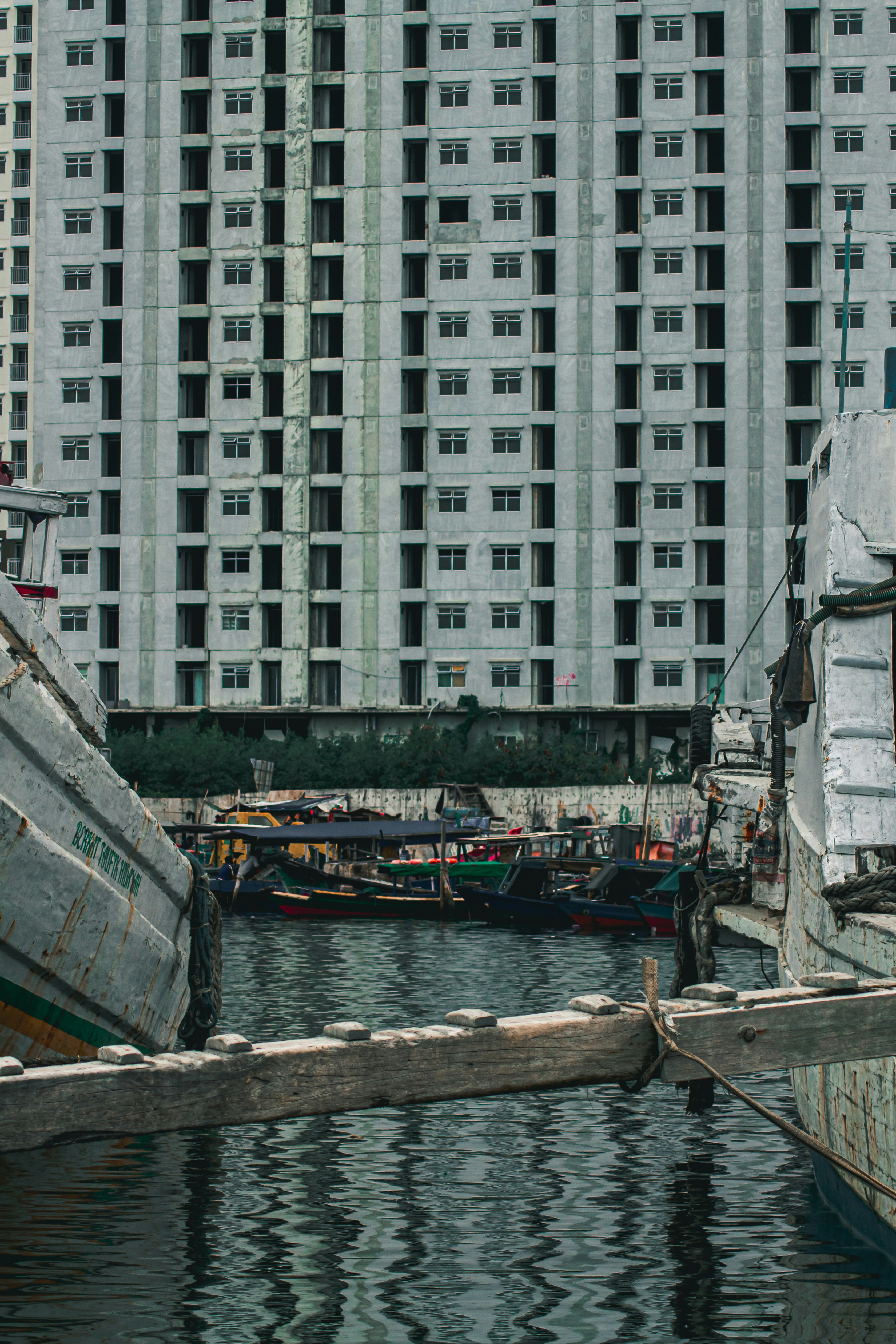 Harbor Frontage Against a Vertical Concrete Fortress