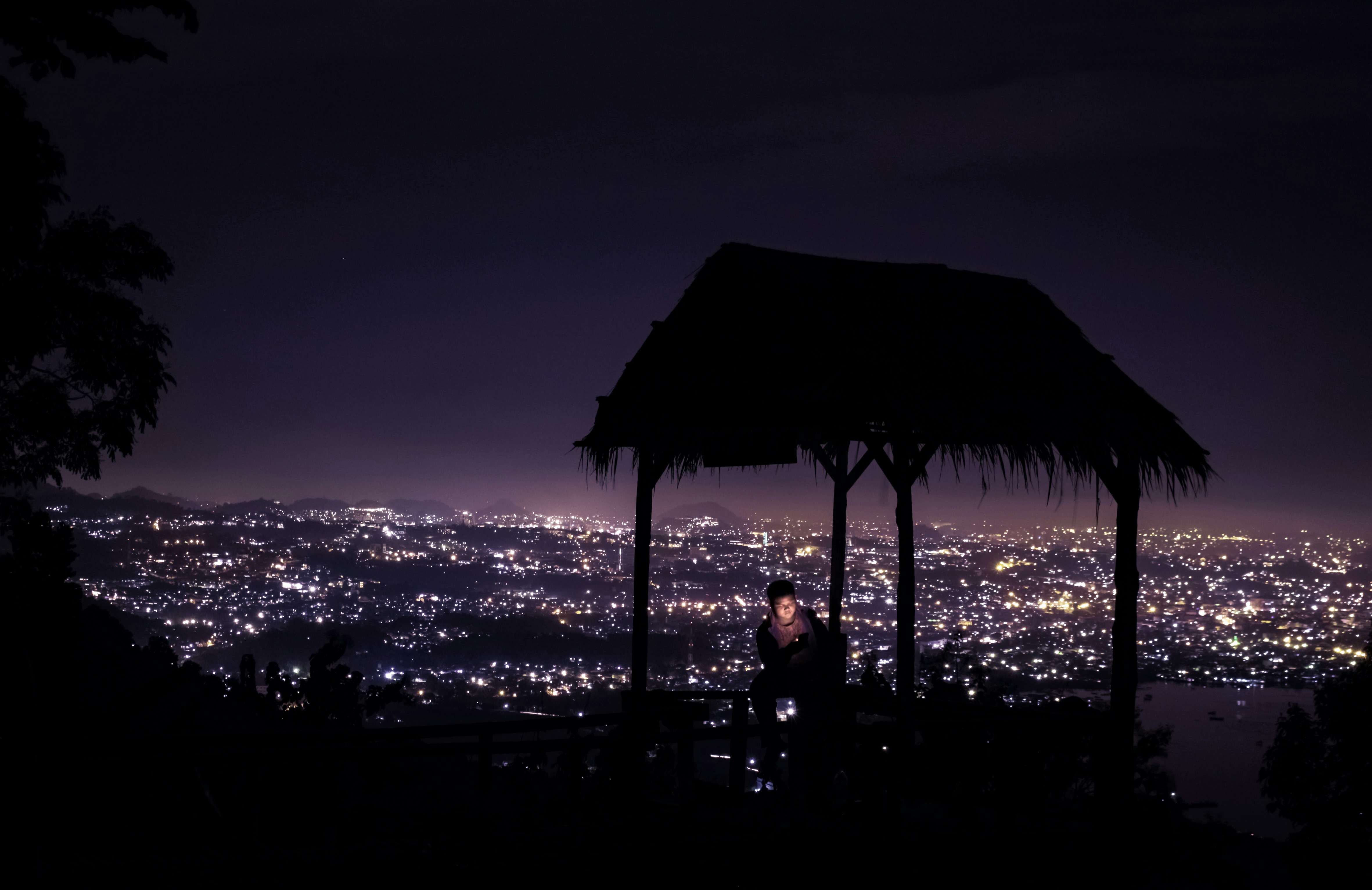 City Lights Under a Hut: Night at the Vista
