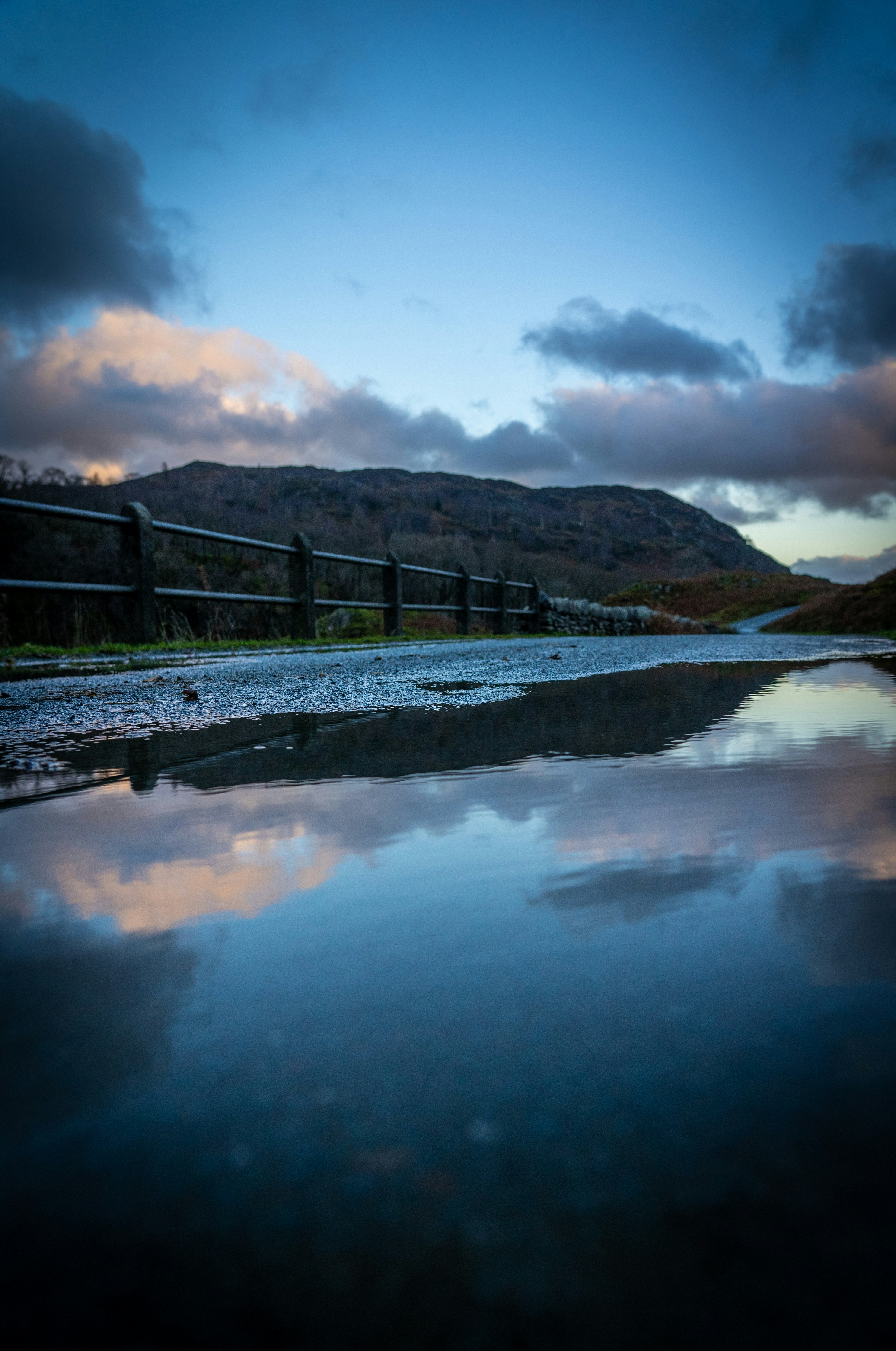 Reflections on a Quiet Dusk Road