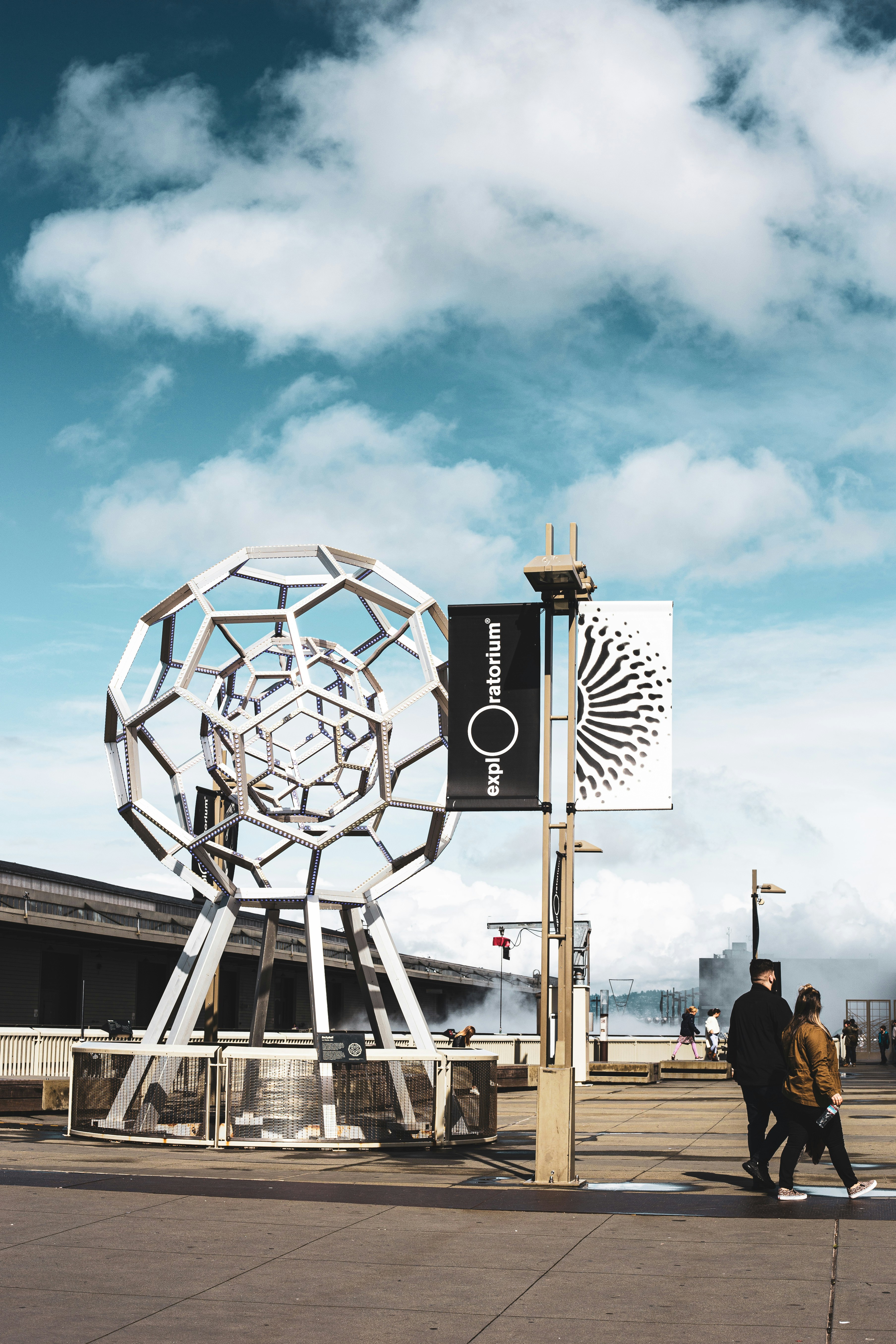 Geometric sculpture at the harbor plaza