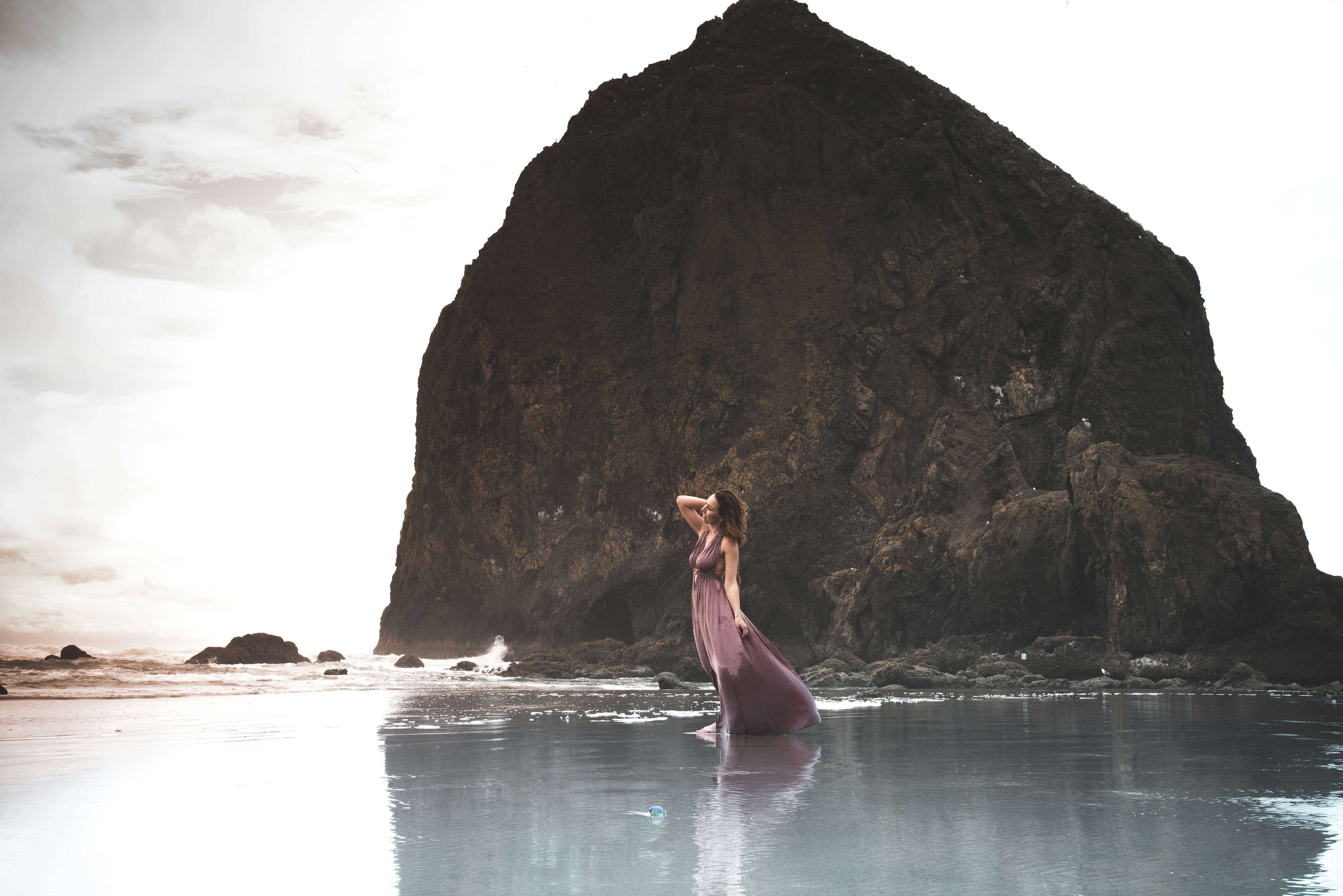 Purple Silhouette at the Tidal Glass with a Granite Sea Stack