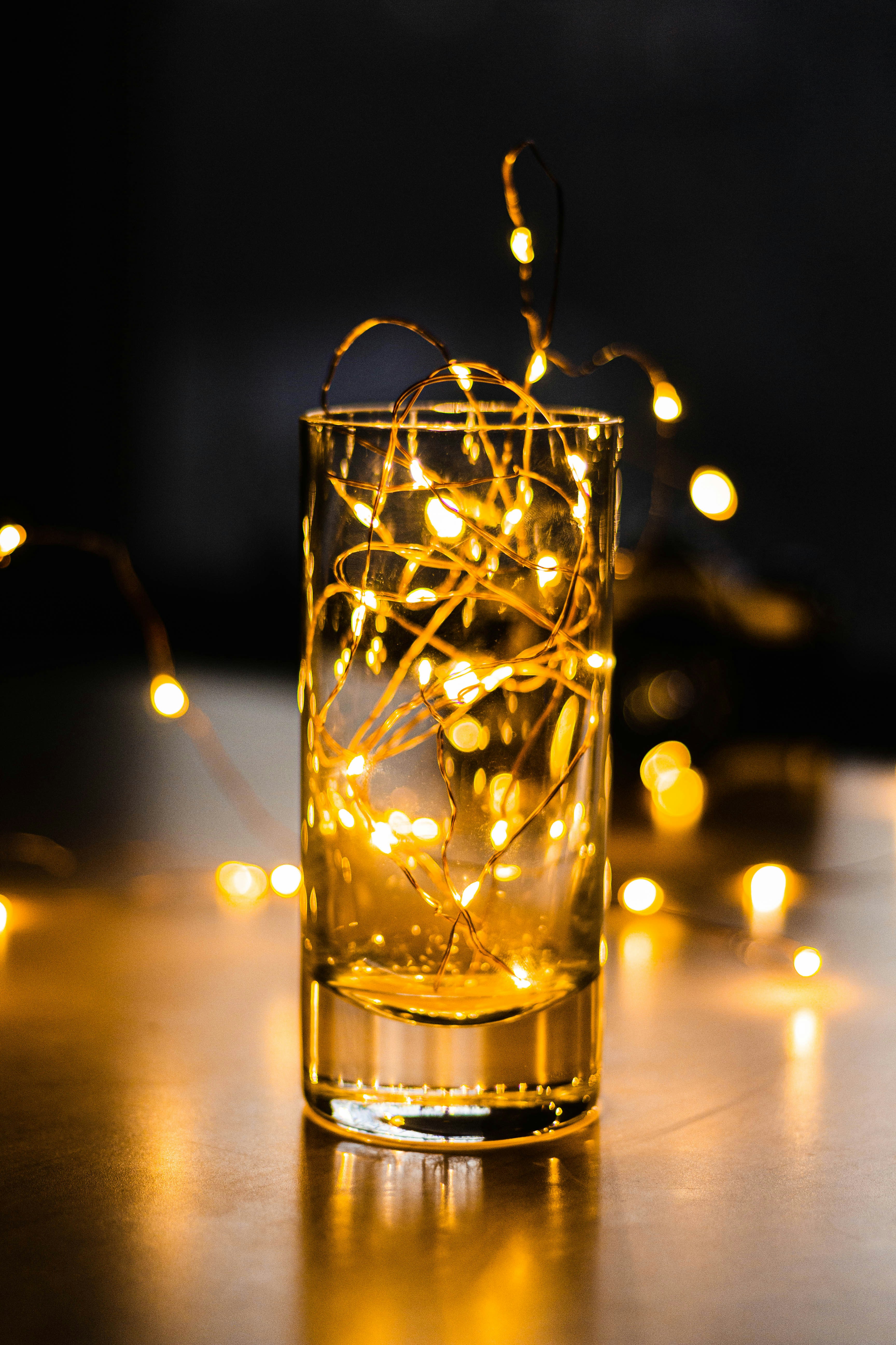Glowing Glass: String Lights Wick the Center of Warmth