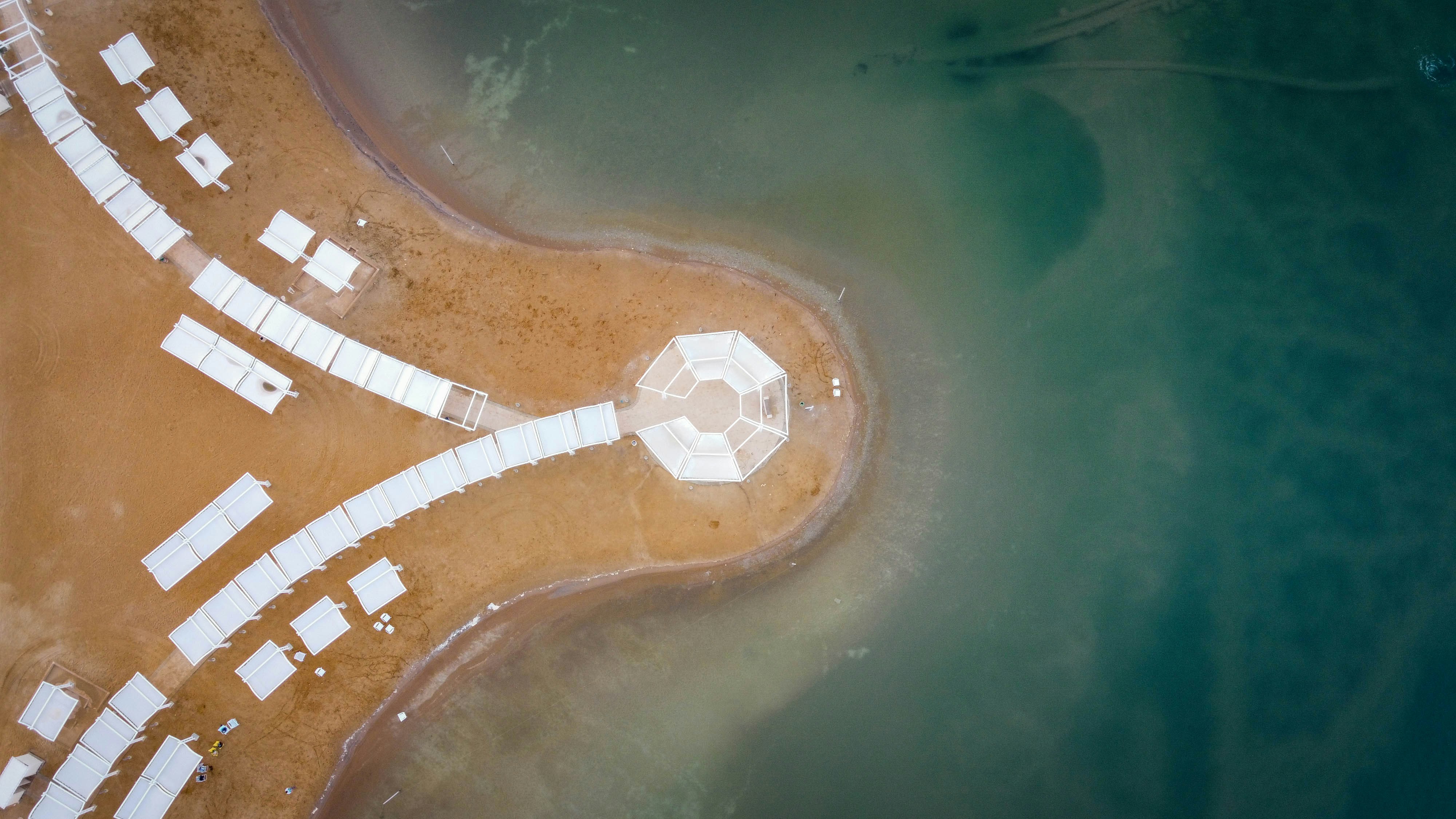 Coastal Terrace and Central Pavilion: Aerial Retreat by the Water