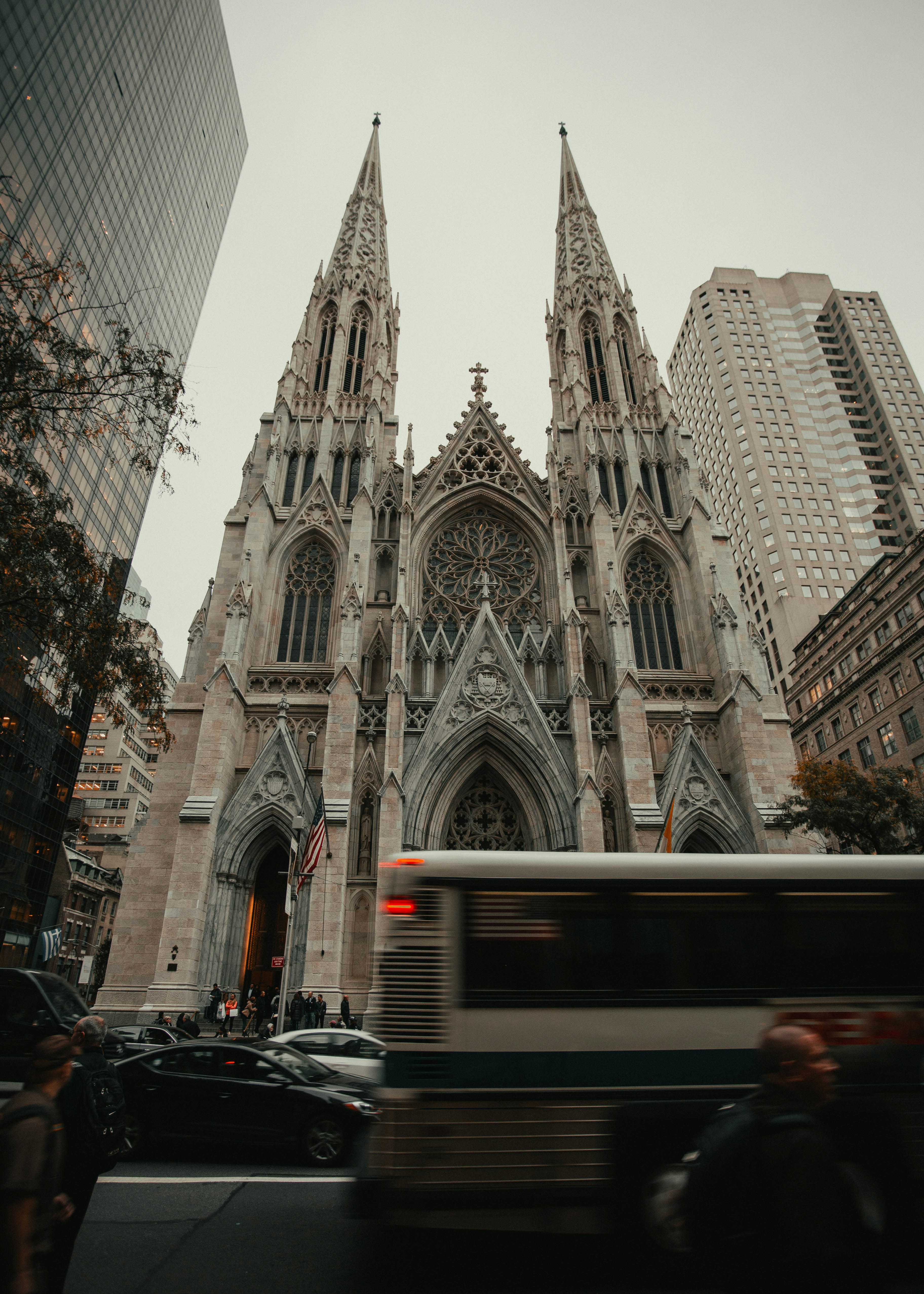 Gothic Cathedral Framed by City Pulse