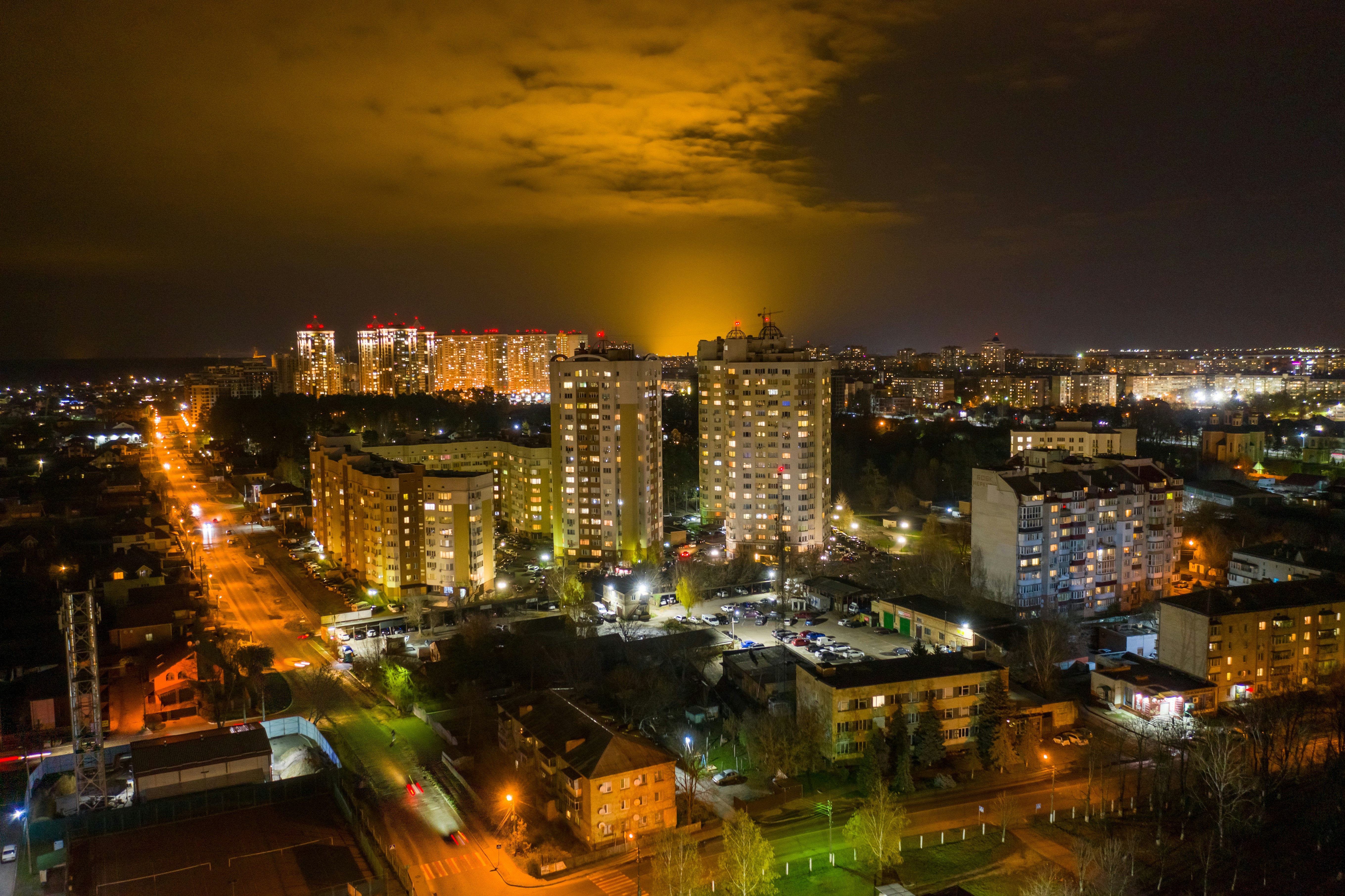 City with high rise buildings during night time photo – Free Brovary ...