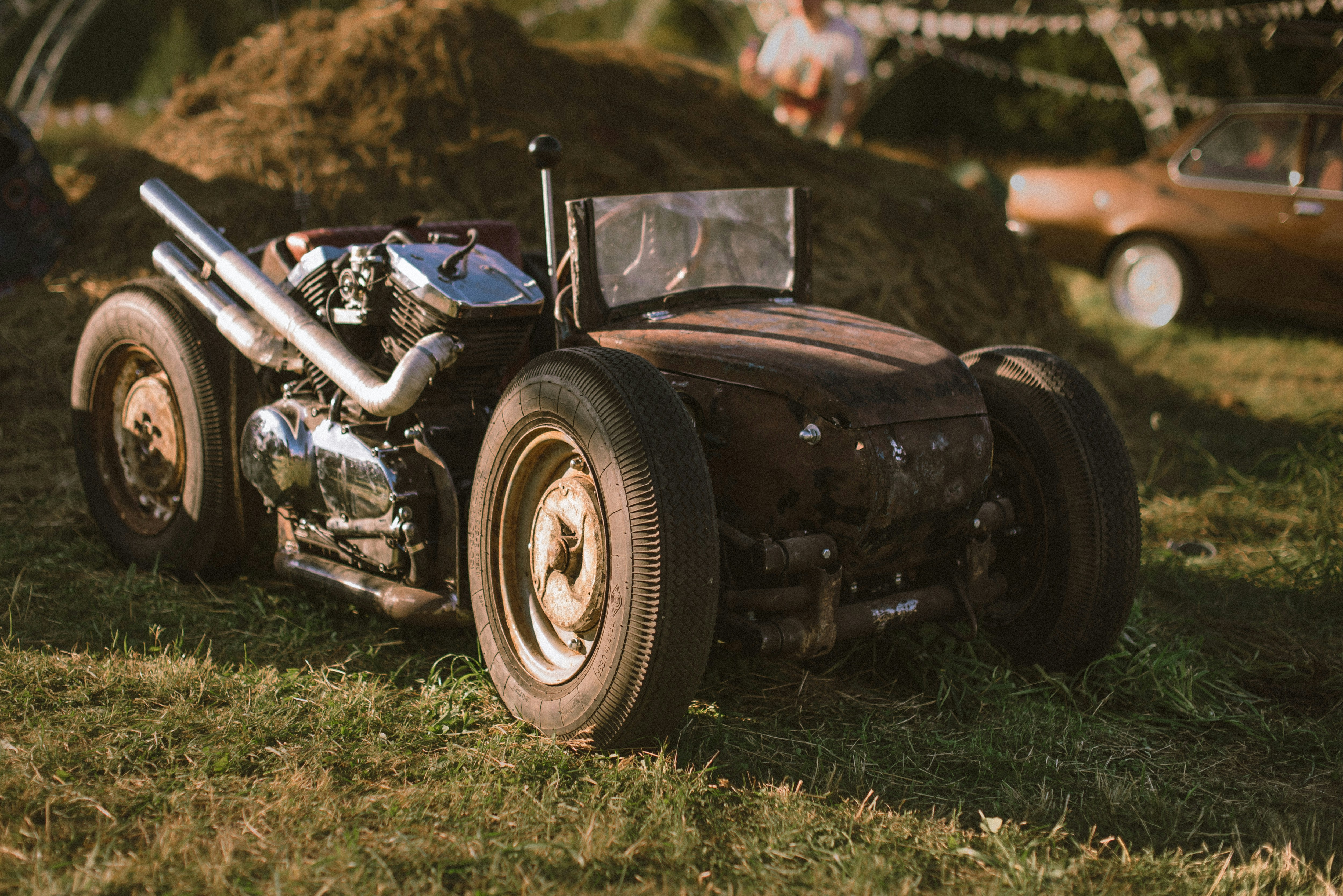 Black classic car on green grass field during daytime photo – Free Hot ...