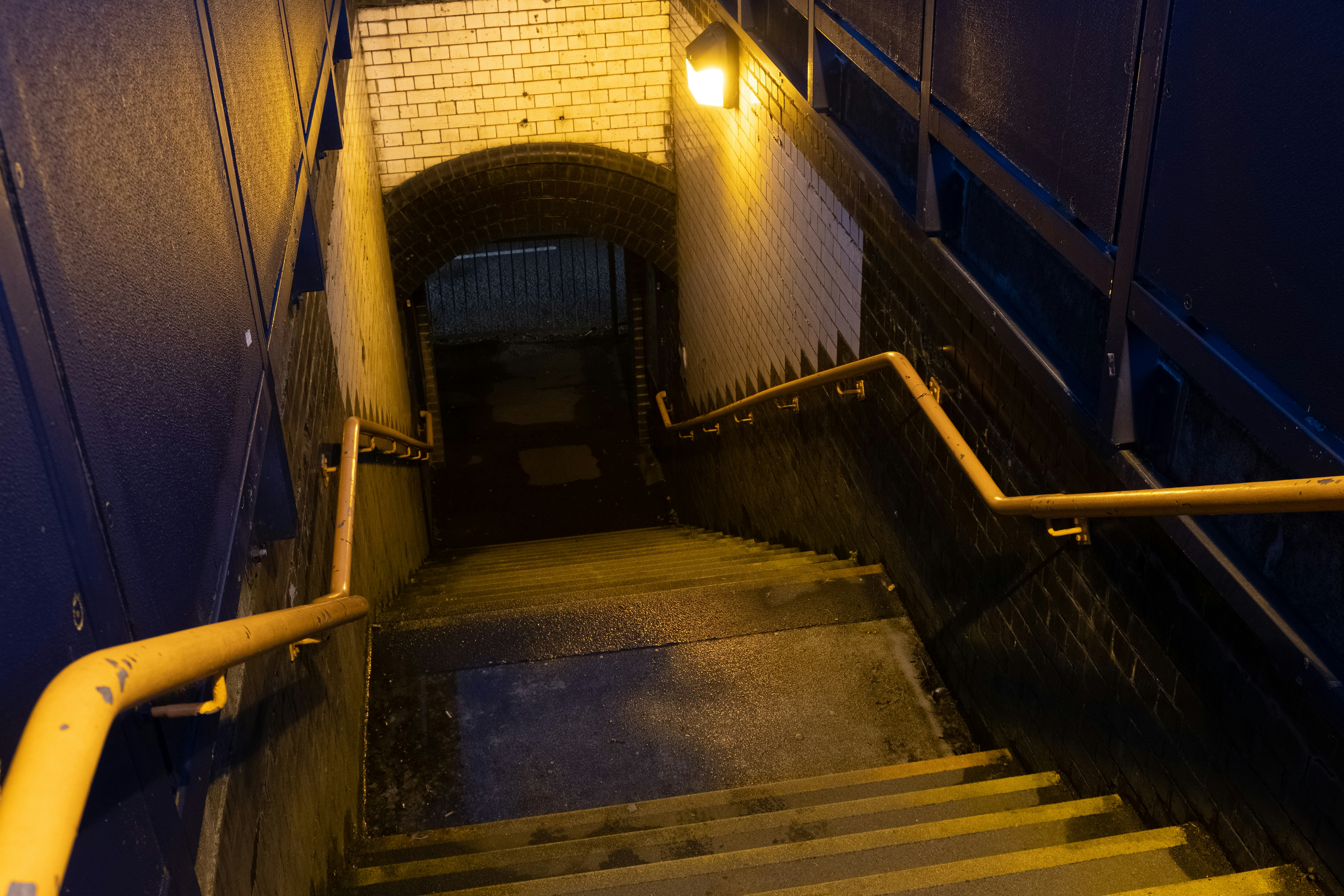brown and black concrete staircase