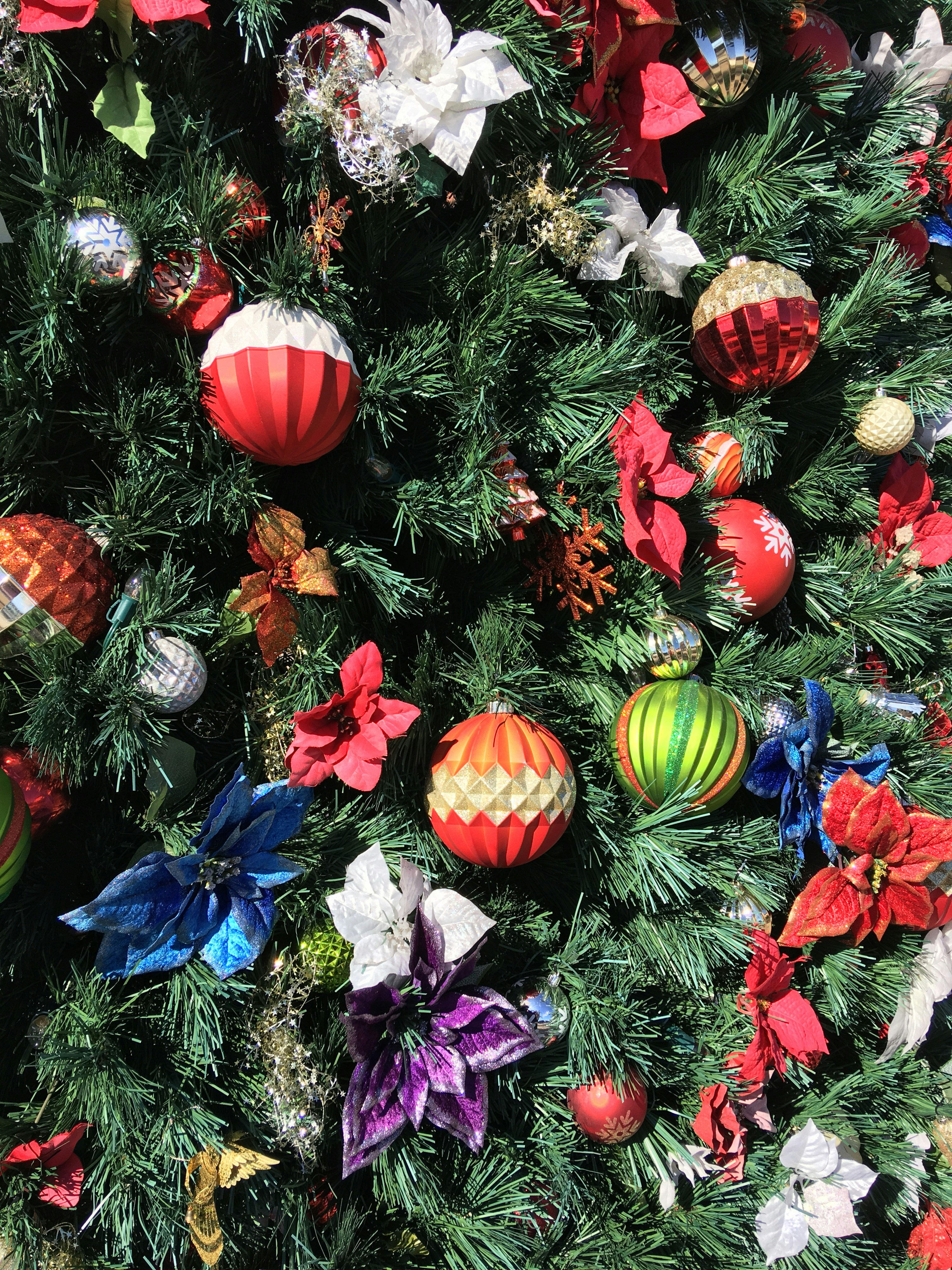 Faceted Ornaments in a Verdant Christmas Arbor