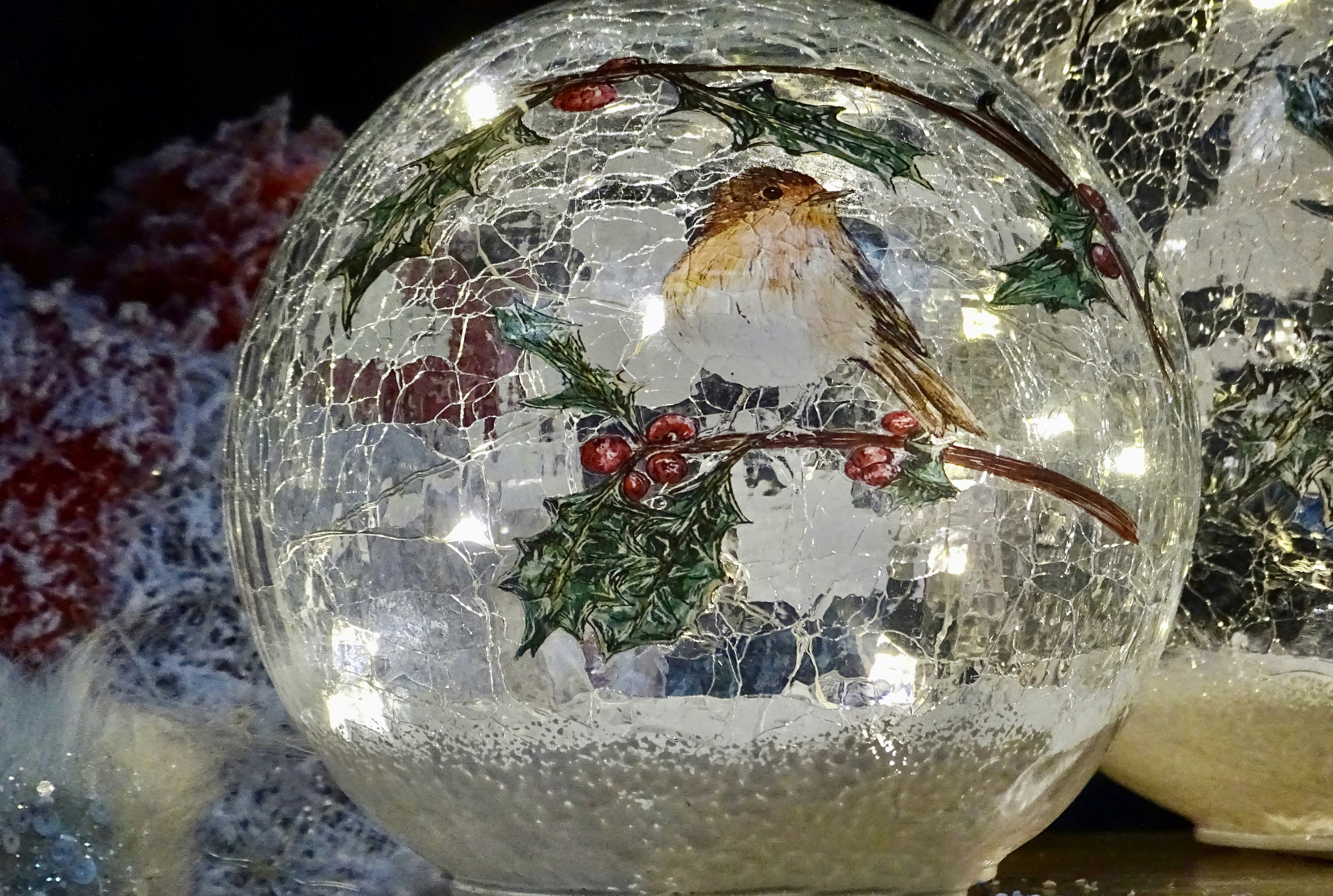 Glazed Bird in a Frosted Glass Orb