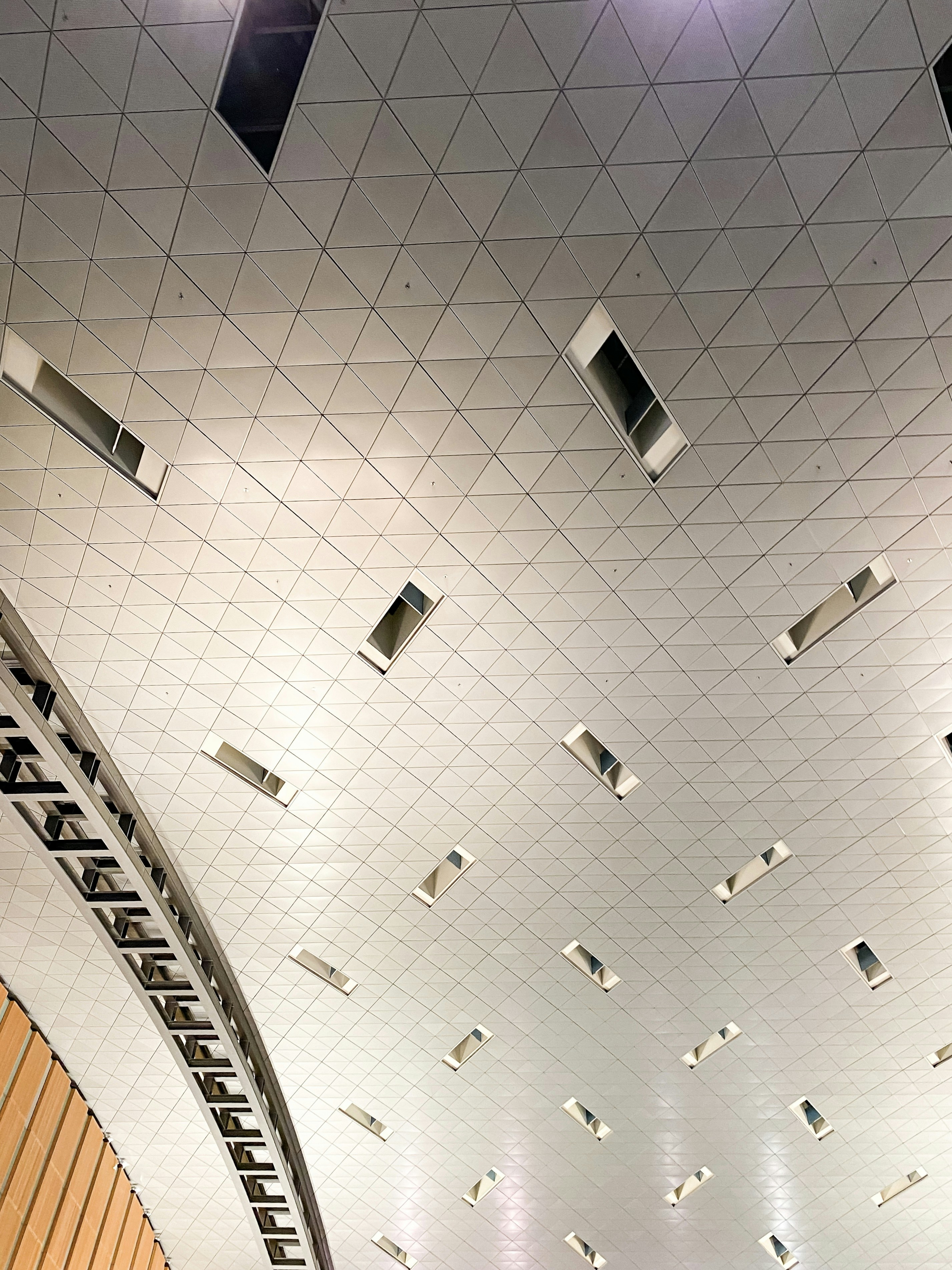 Diamond-Grid Ceiling: Rectangular Skylights in an Urban Atrium