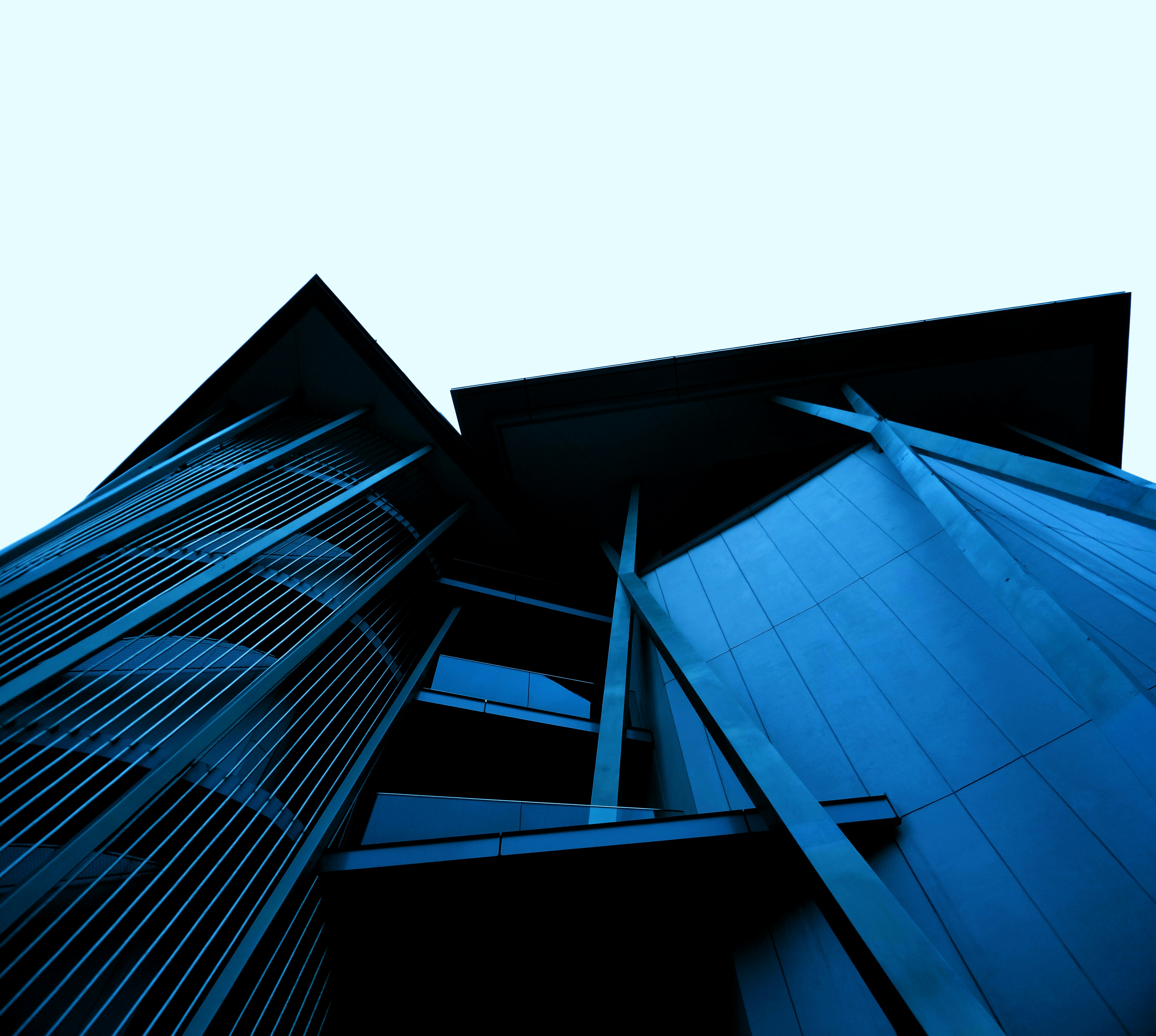 Blue Geometry: Velvet Sky Over Modern Facades