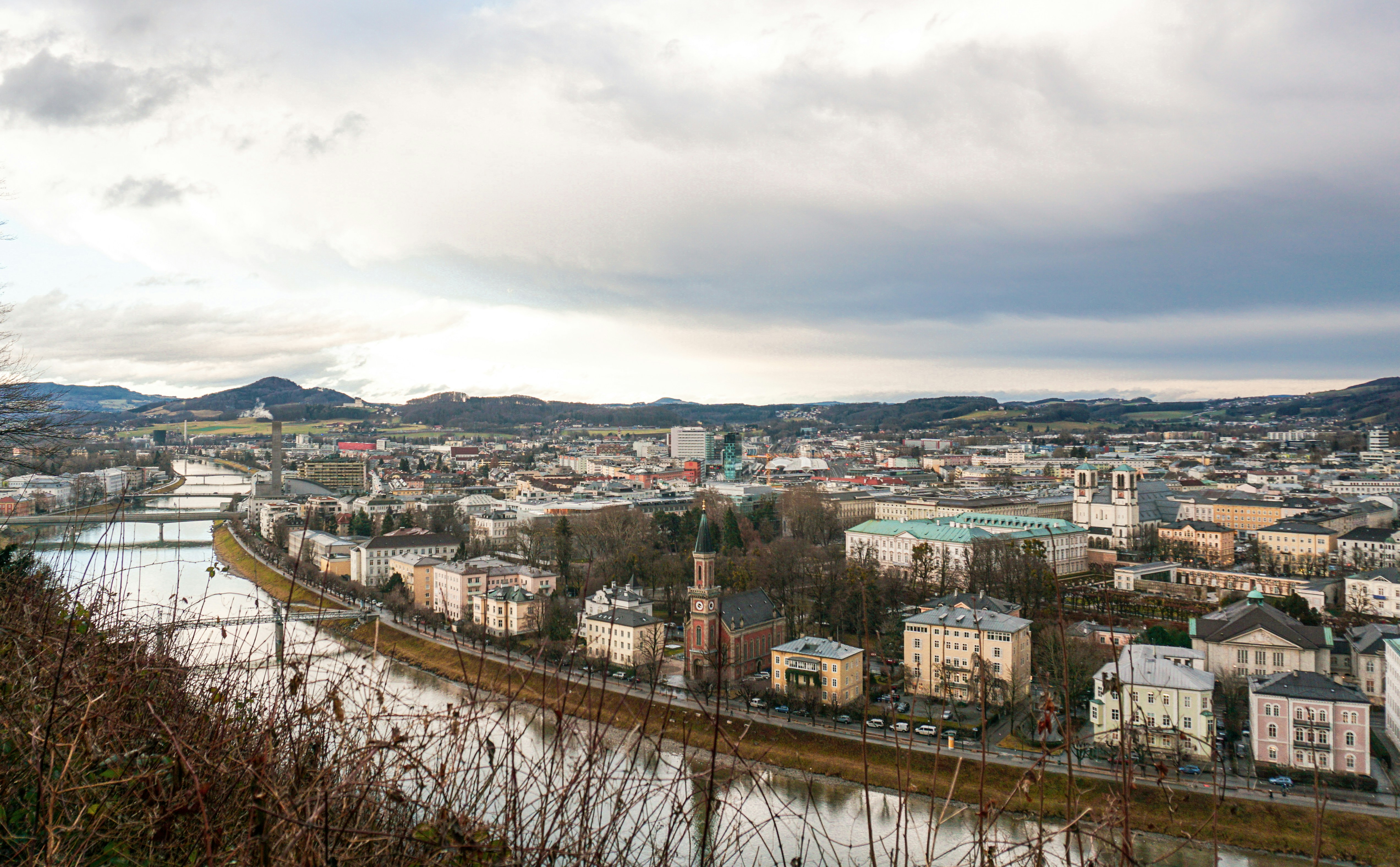Salzburg City View: A View of Salzburg at the Salzburg Museum of Contemporary Art | aerial view of city buildings during daytime