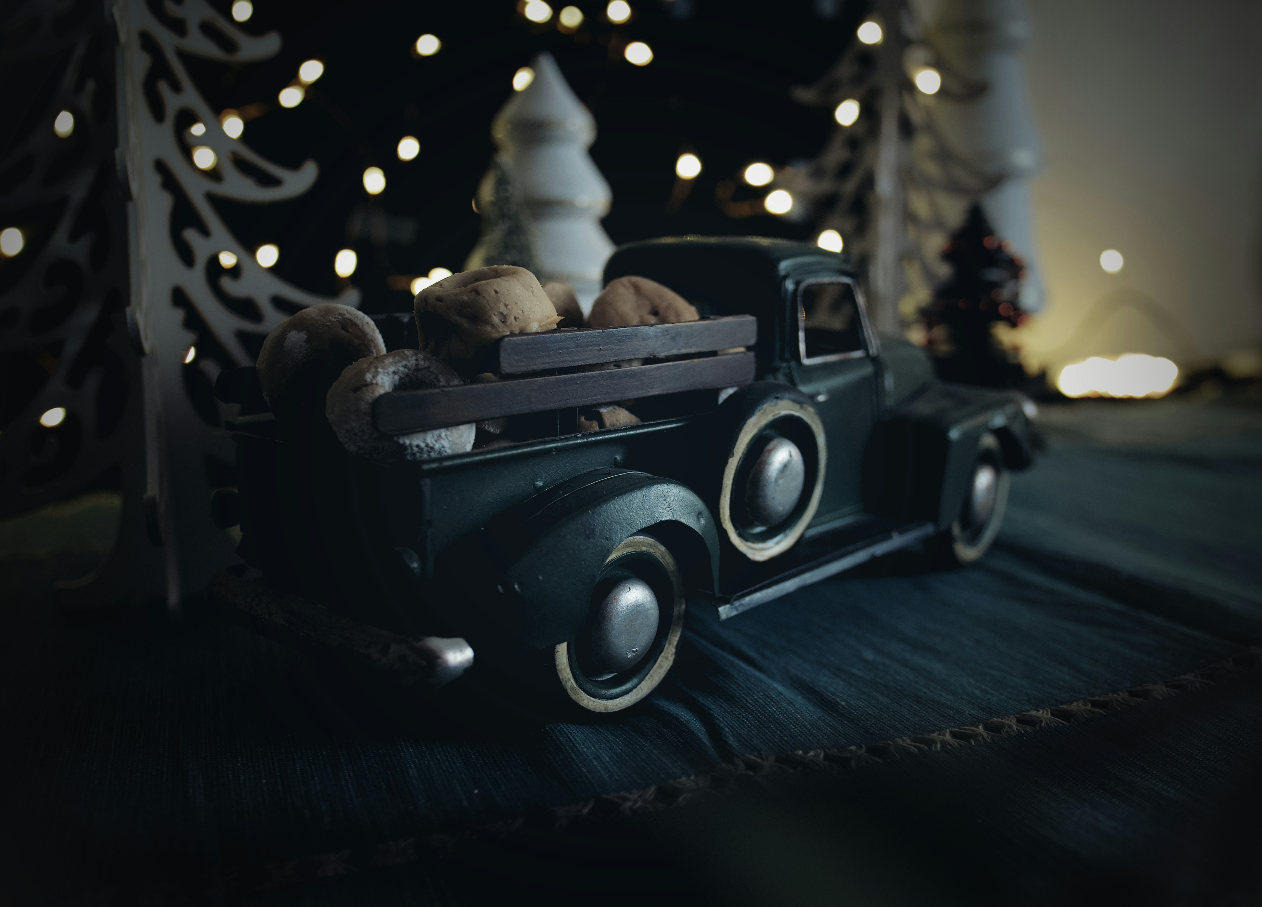 Toy truck full of mini donuts