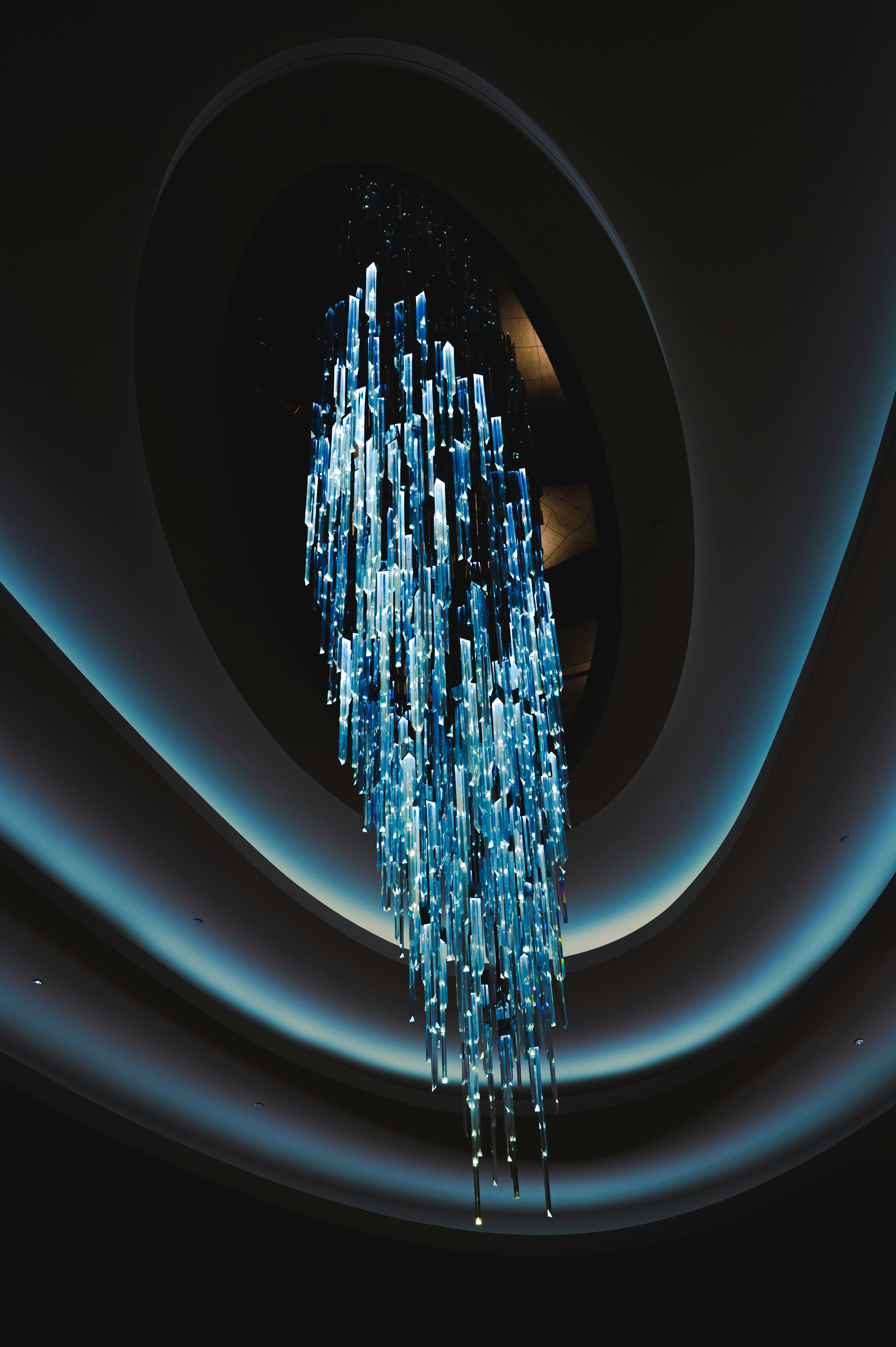 Azure Glass Cascade Enclosed by Neon Rings