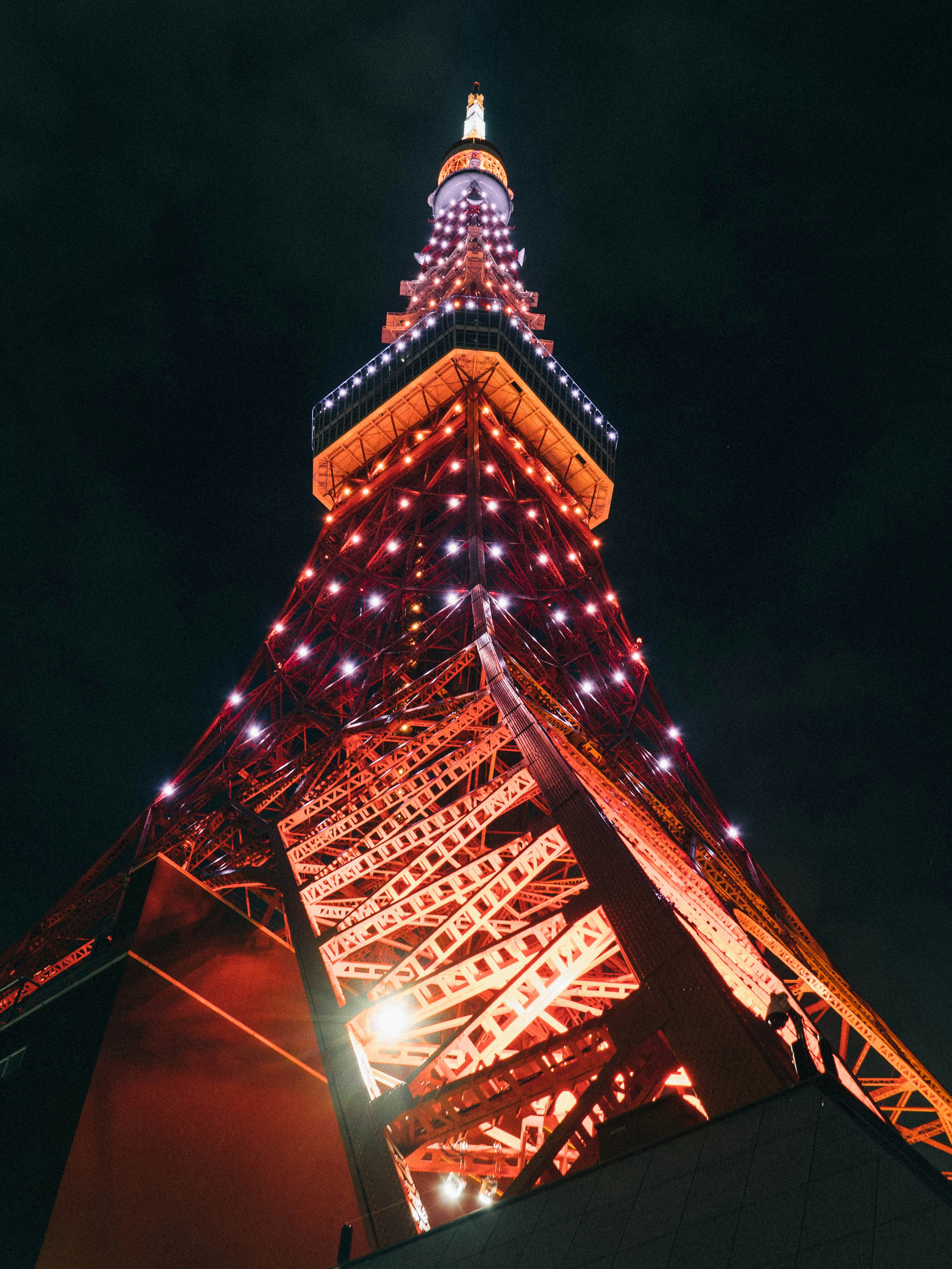 Tokyo Tower at Night: A Fiery Lattice Reaching Toward the Sky