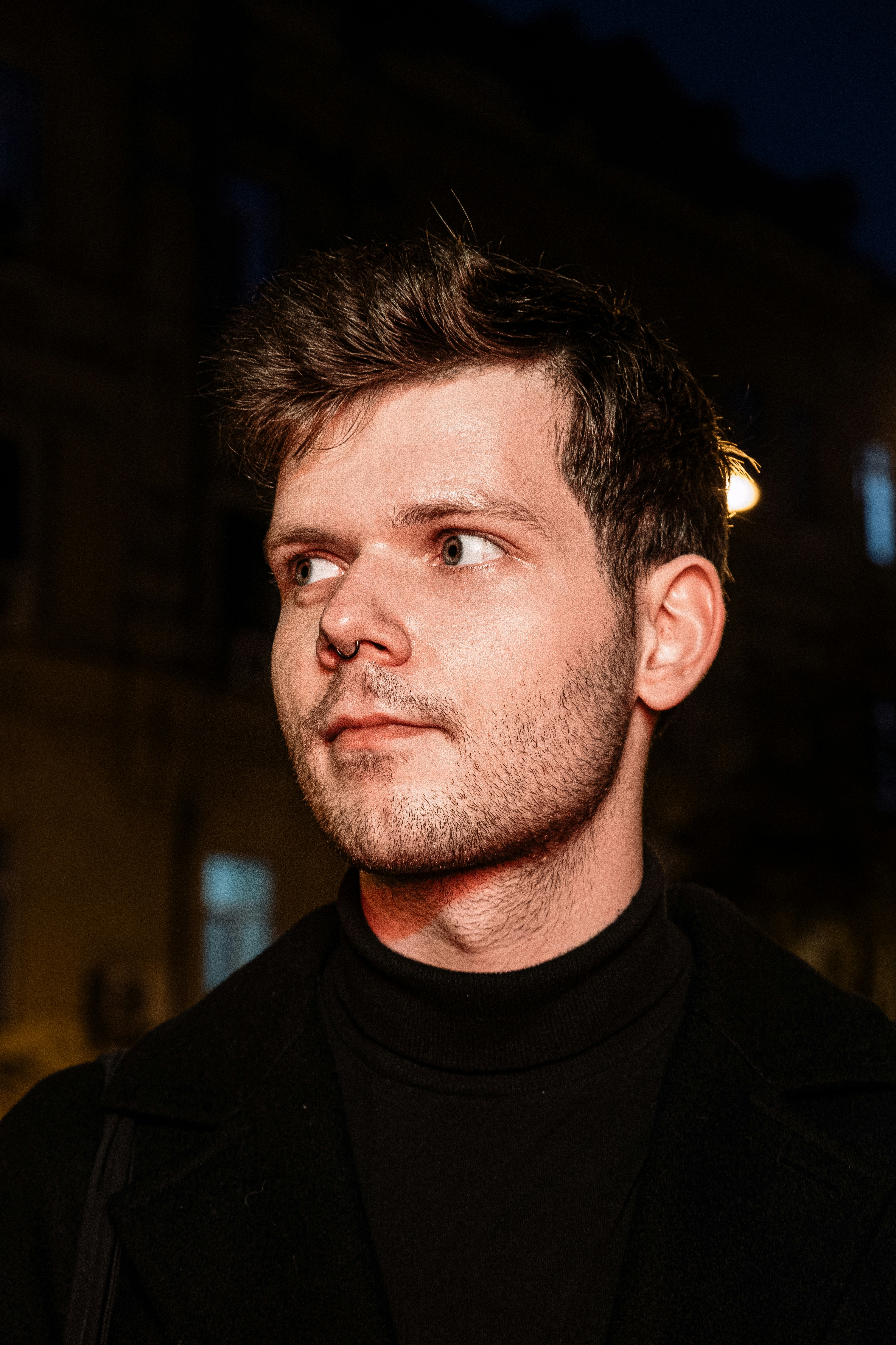 Under Streetlamp: A Quiet Night Portrait