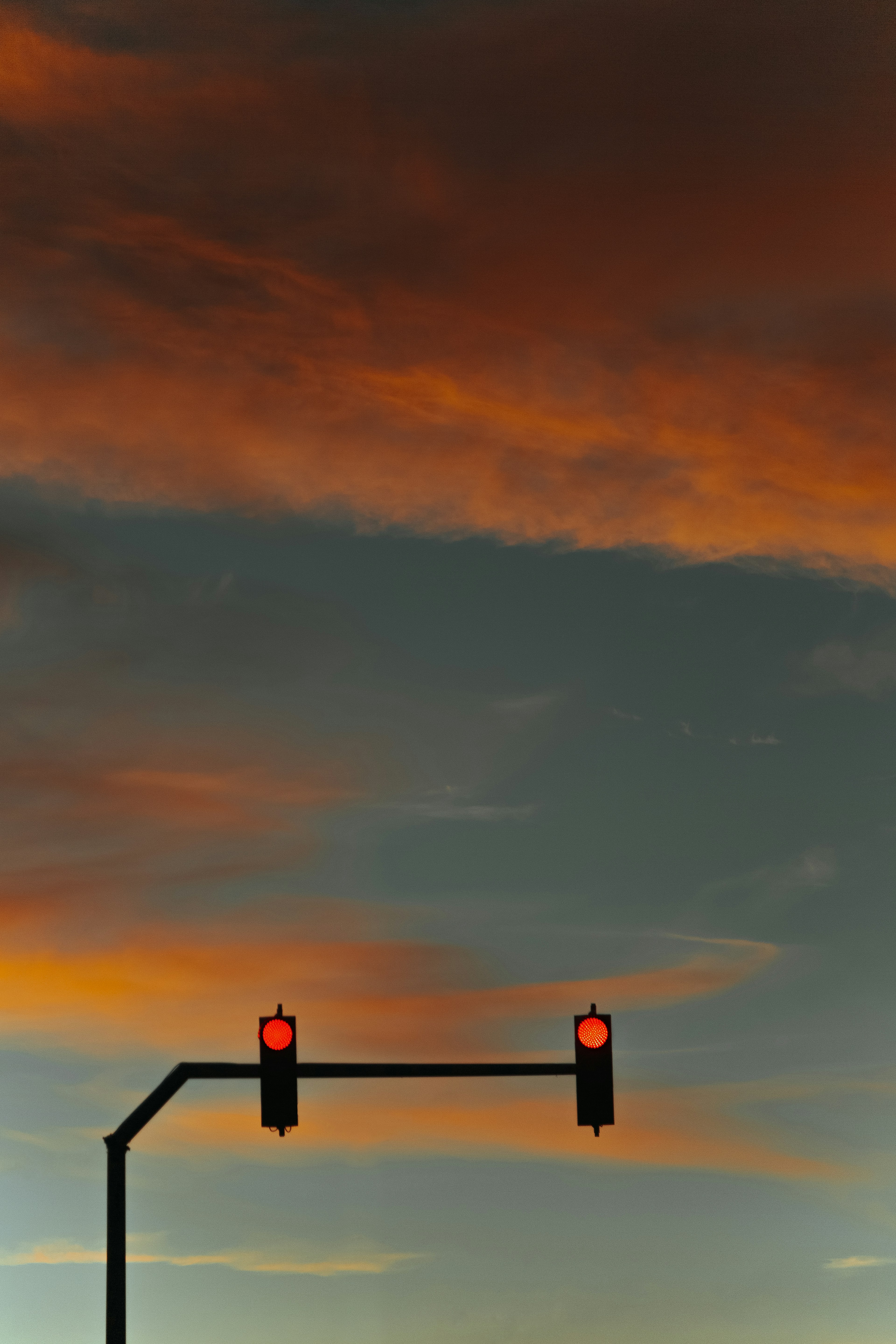 Crimson Signals Against a Velvet Sunset