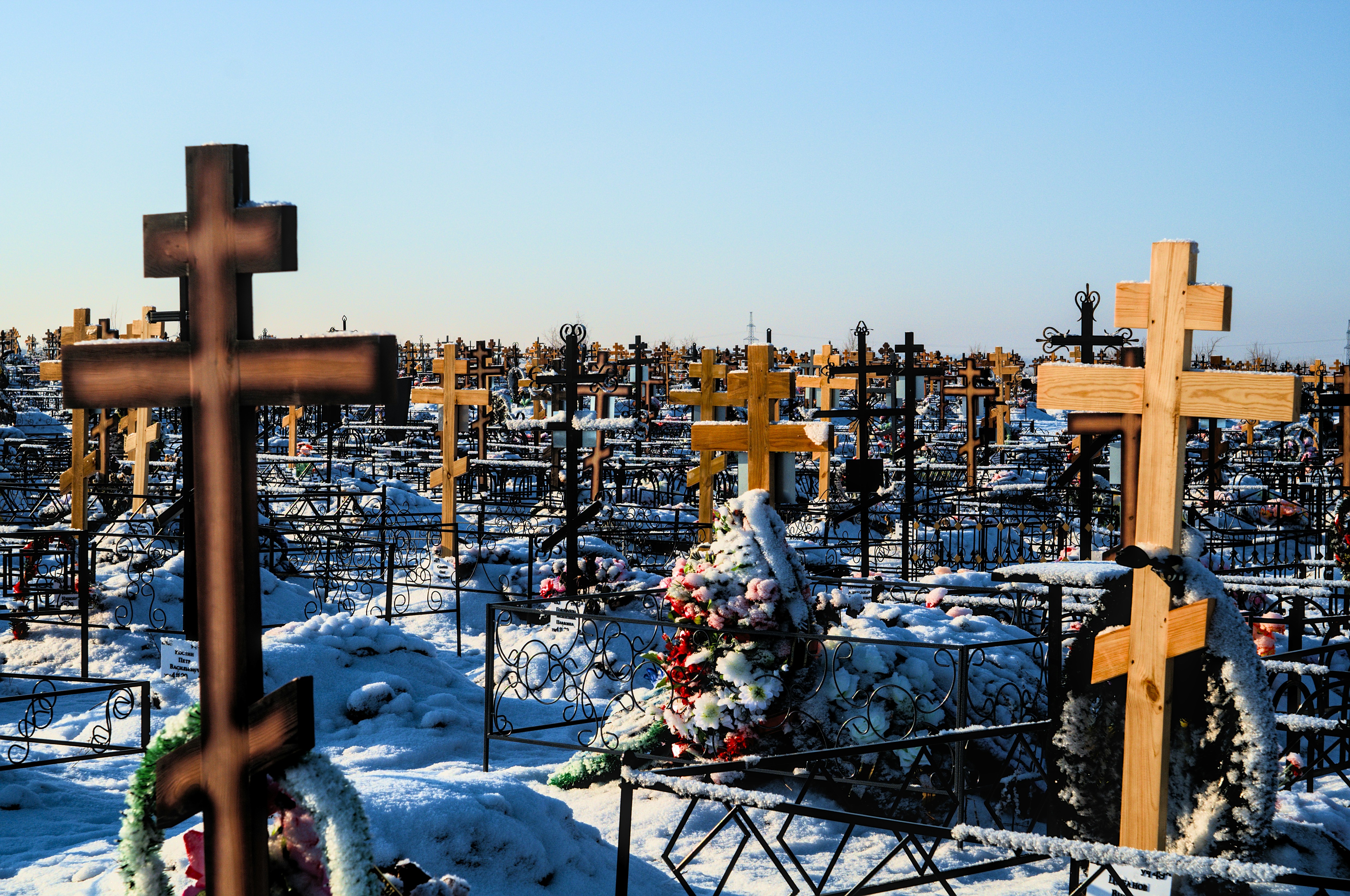 Snowbound Crosses: A Quiet Cemetery Under Winter Light