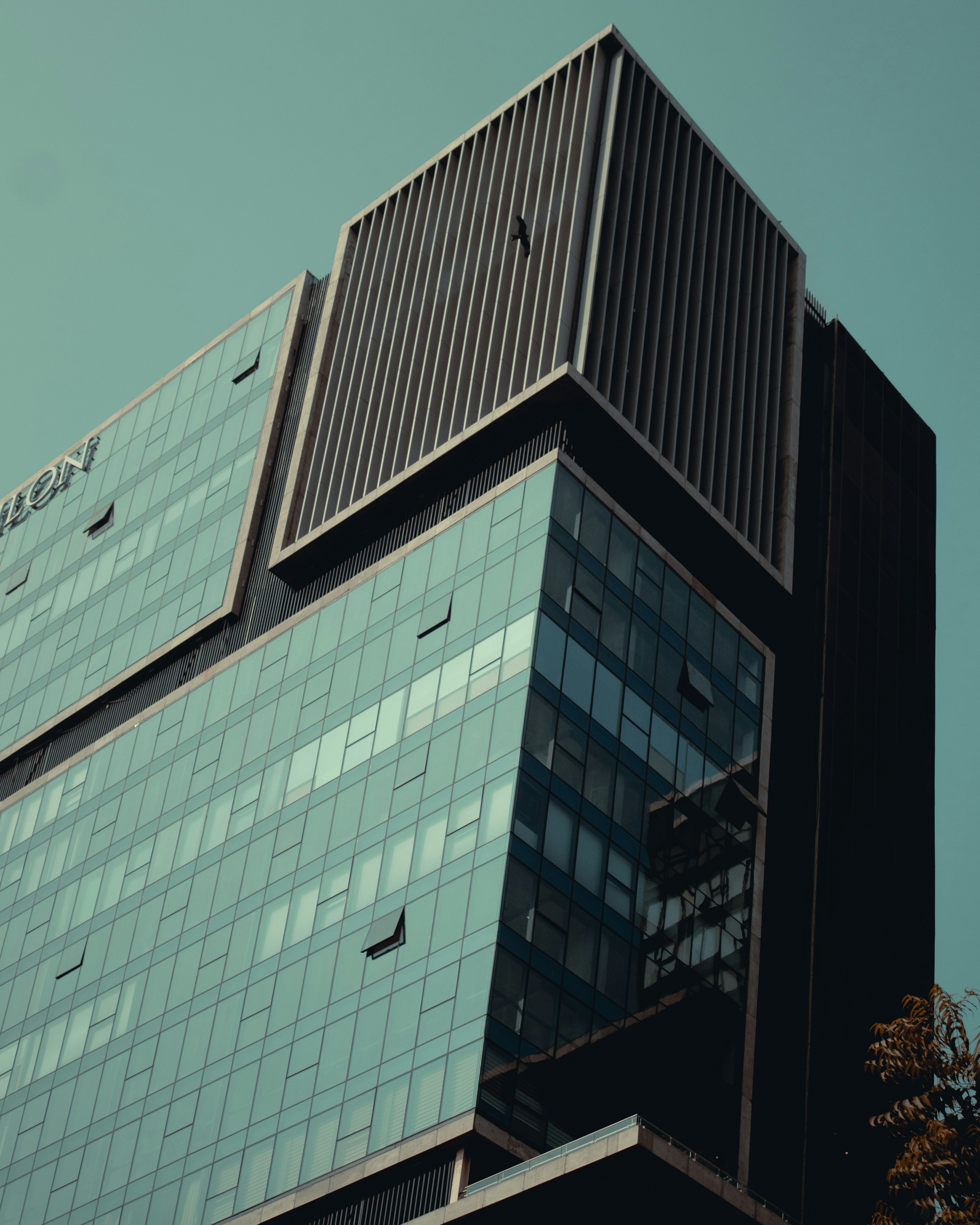 Glass Colossus: A Tilted Portrait of a Multi-Block Tower