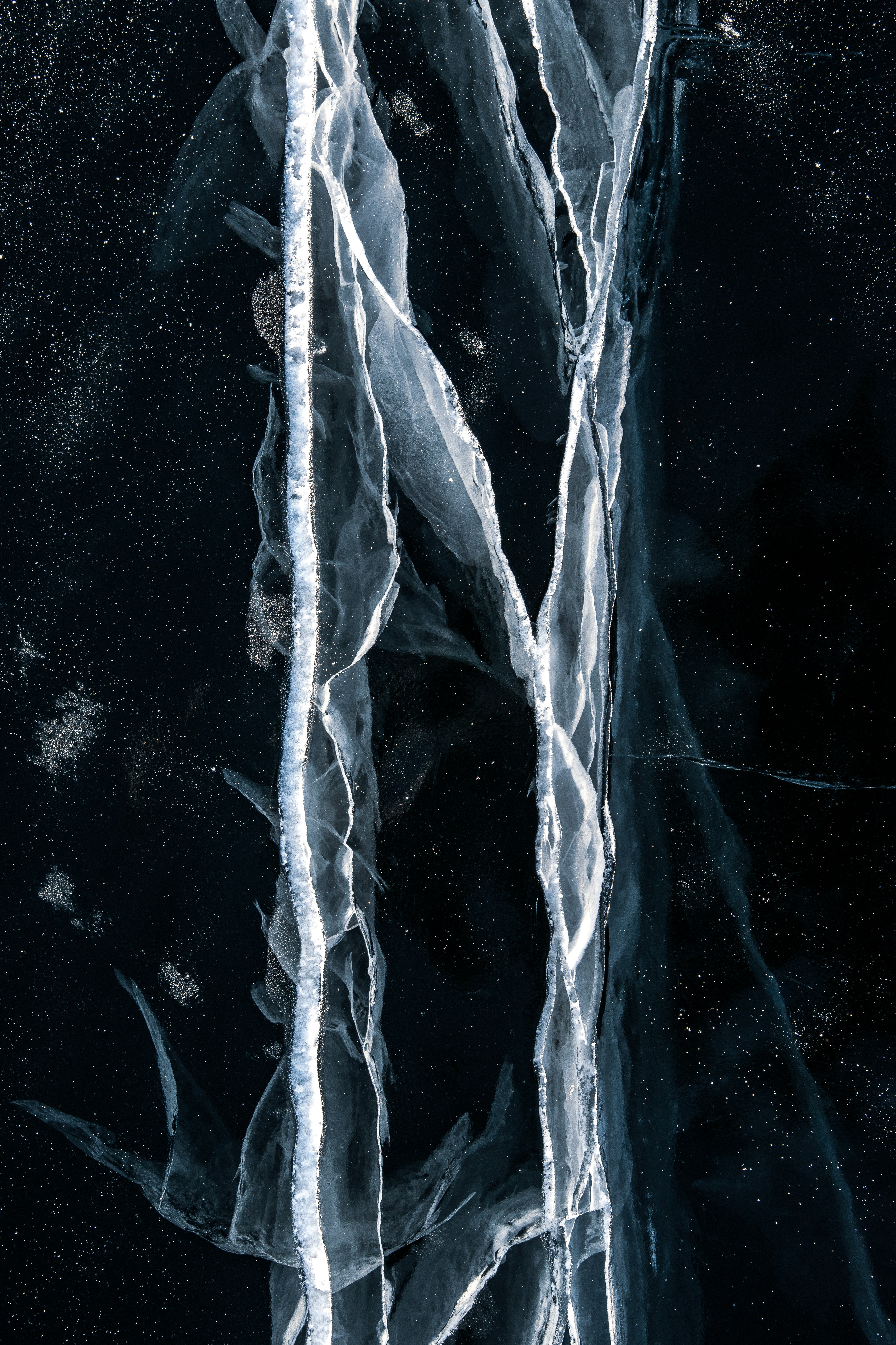 Ice Veins in a Midnight Abyss
