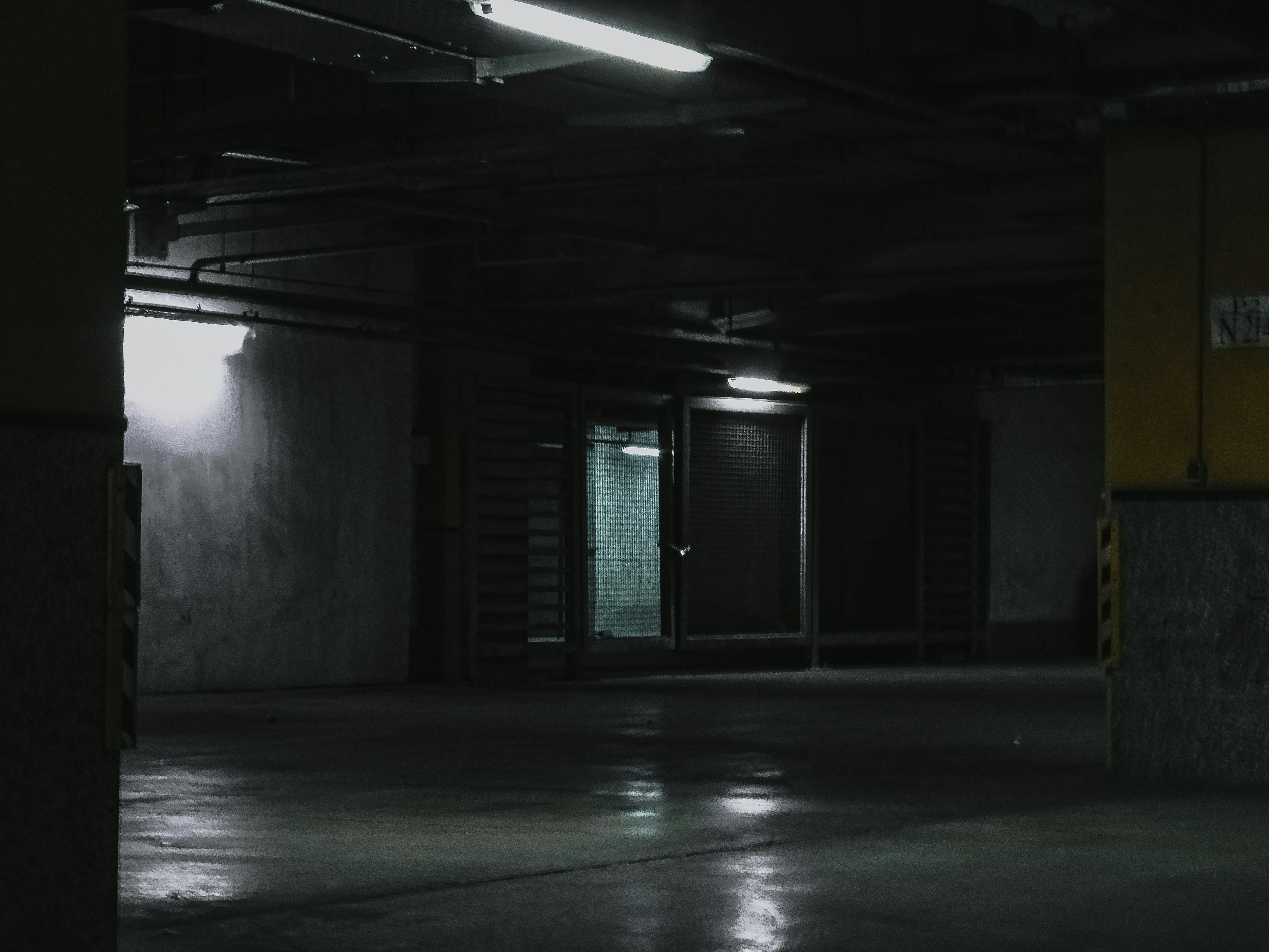 🌚 | white fluorescent light turned on in a hallway