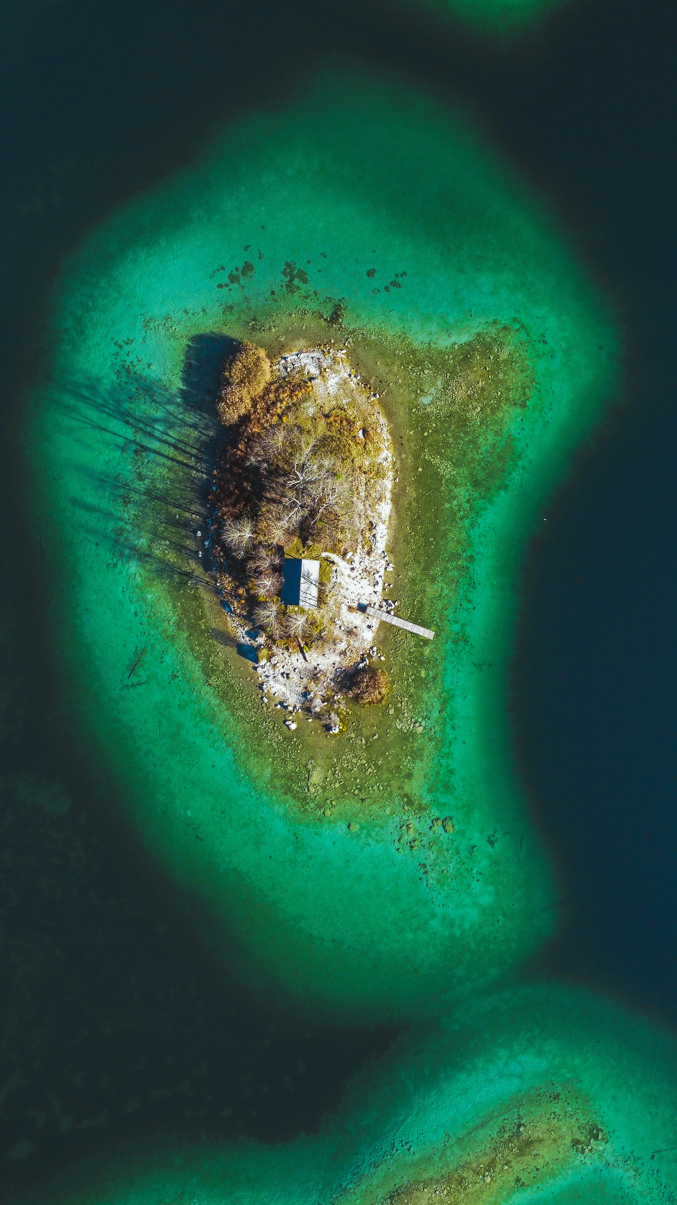 aerial view of green and brown island