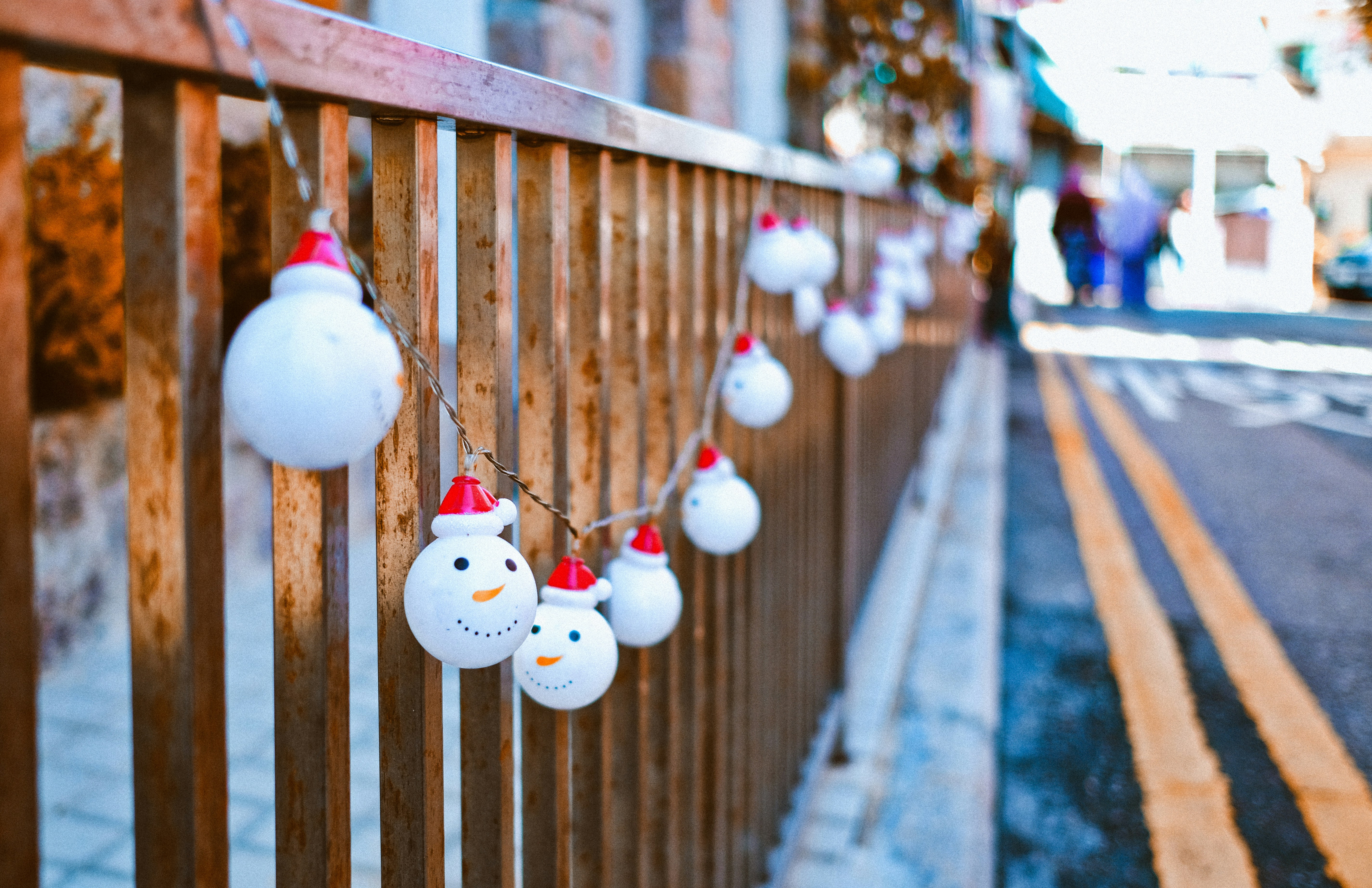 Snowy Grin on a Wooden Fence