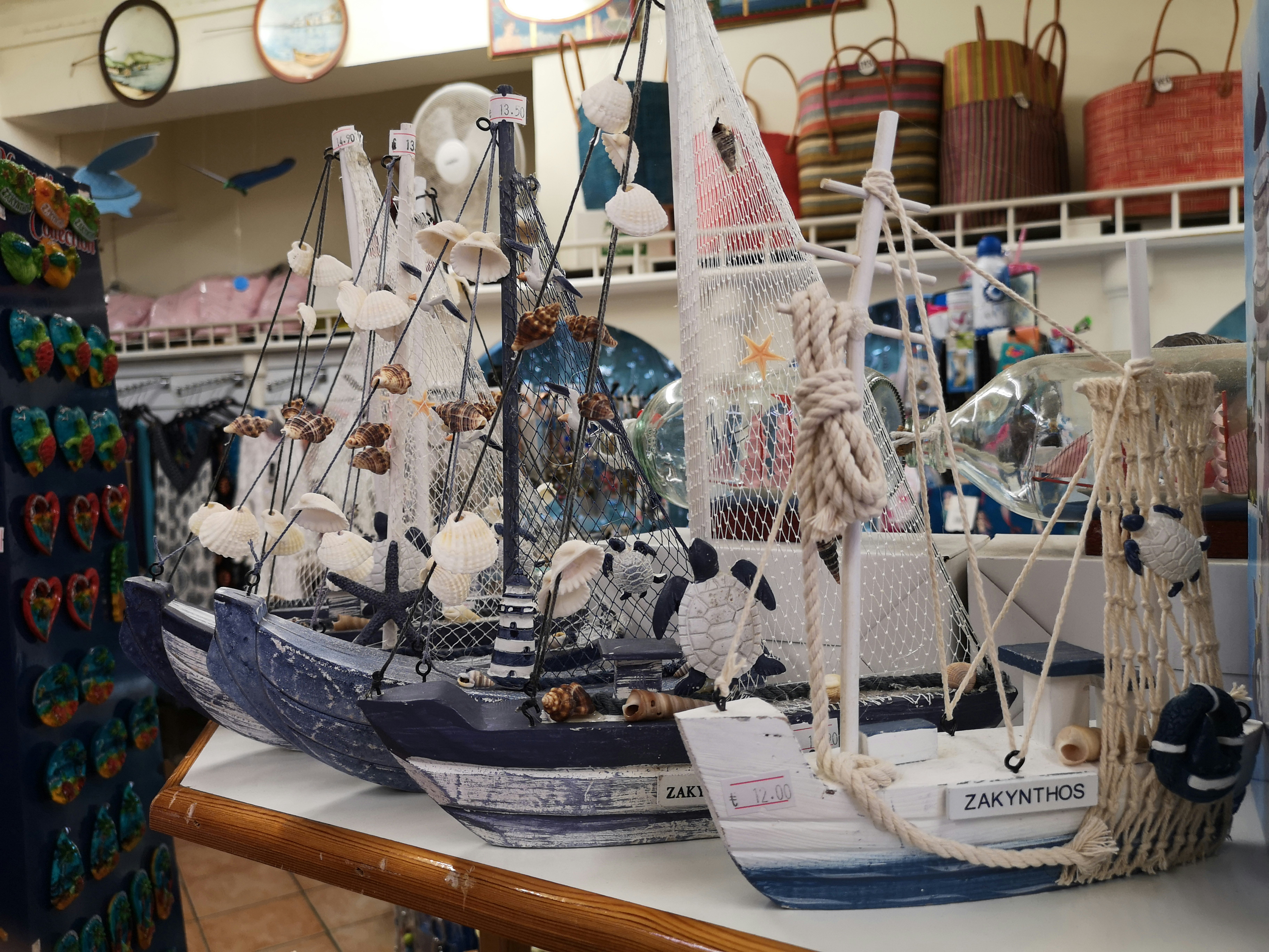 Sailing Miniatures in a Nautical Display