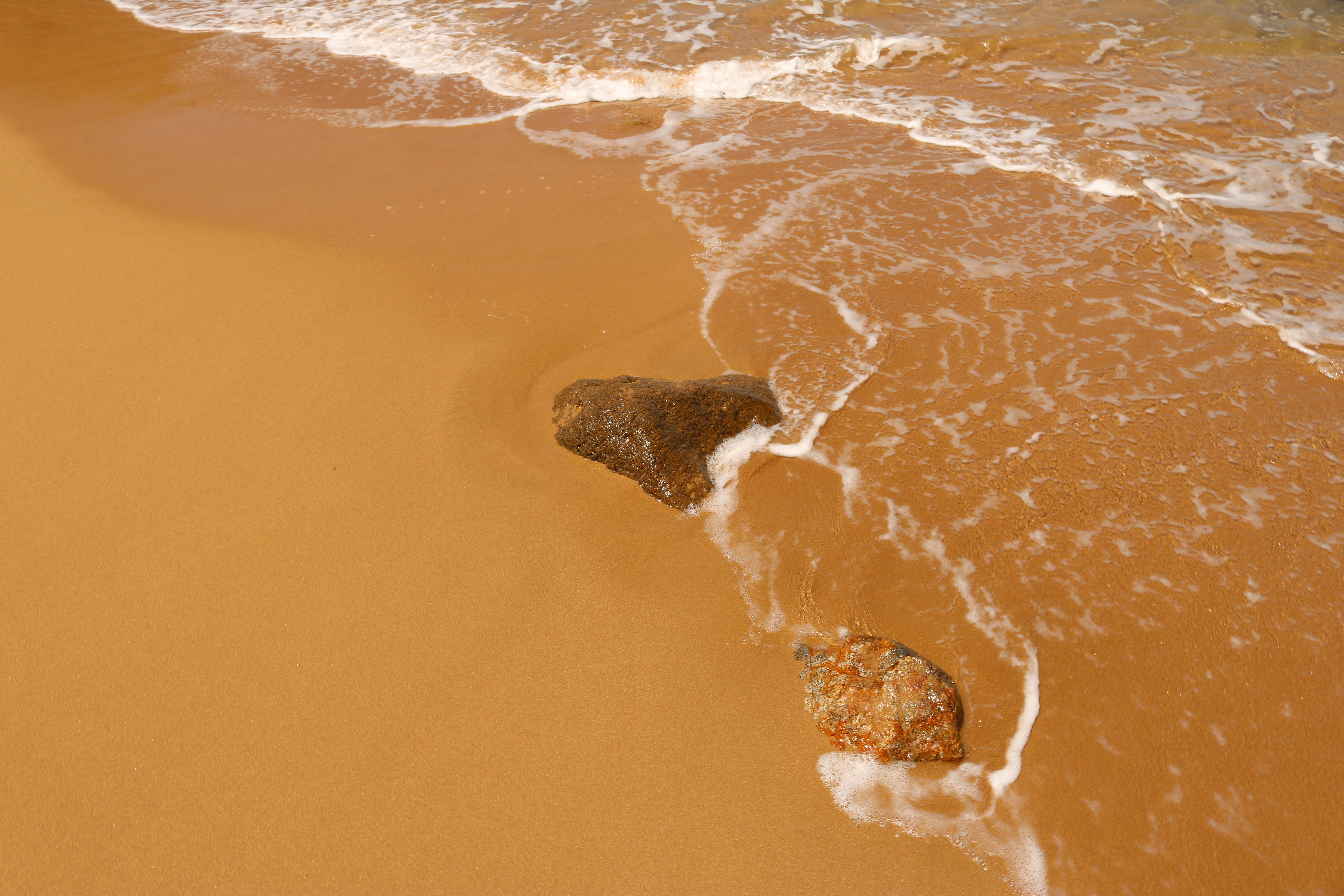 Rocks at the Cinnamon Shore: Tide's Quiet Pause