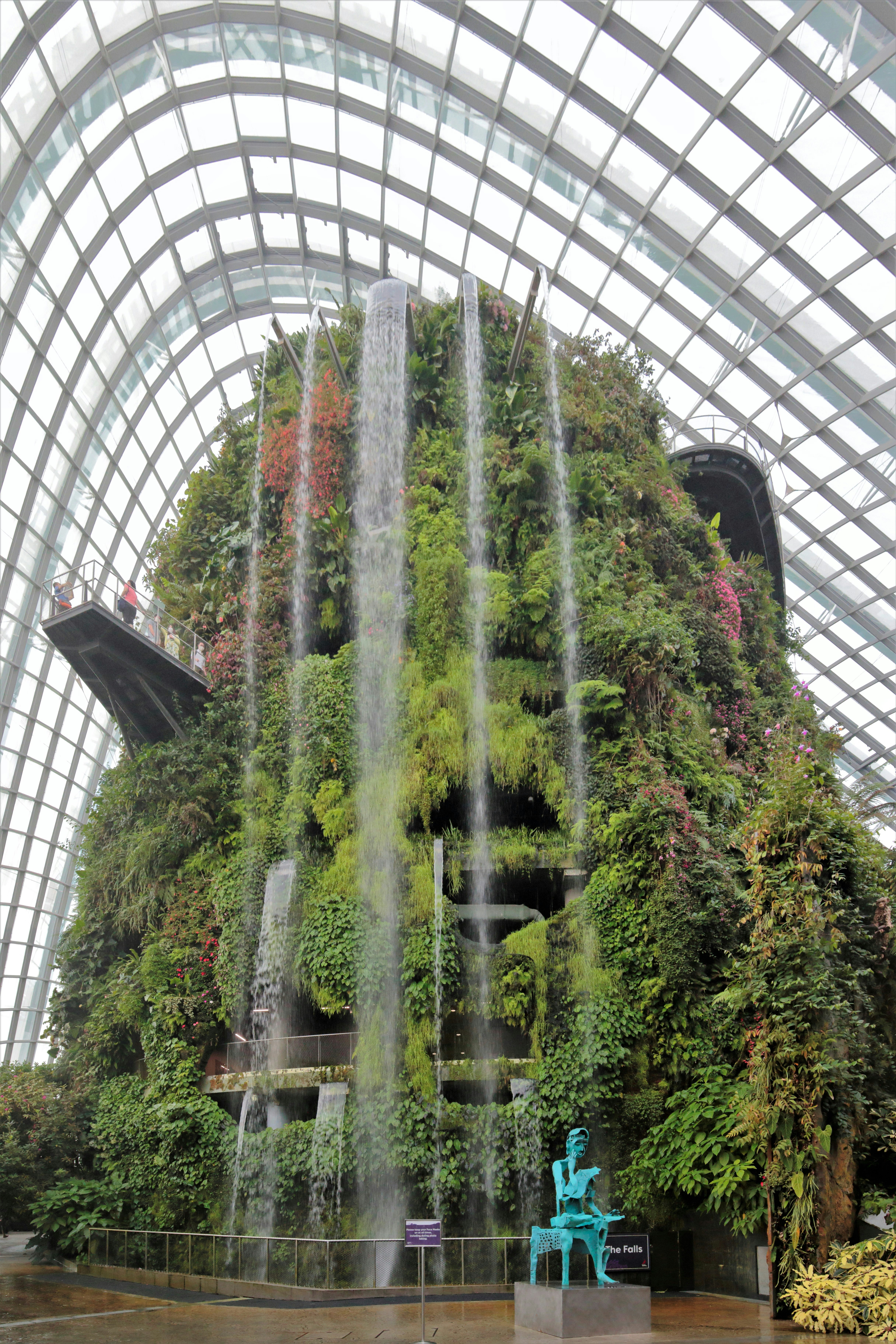 The waterfall in the Cloud Forest at Gardens by the Bay, Singapore. Taken August 2020.