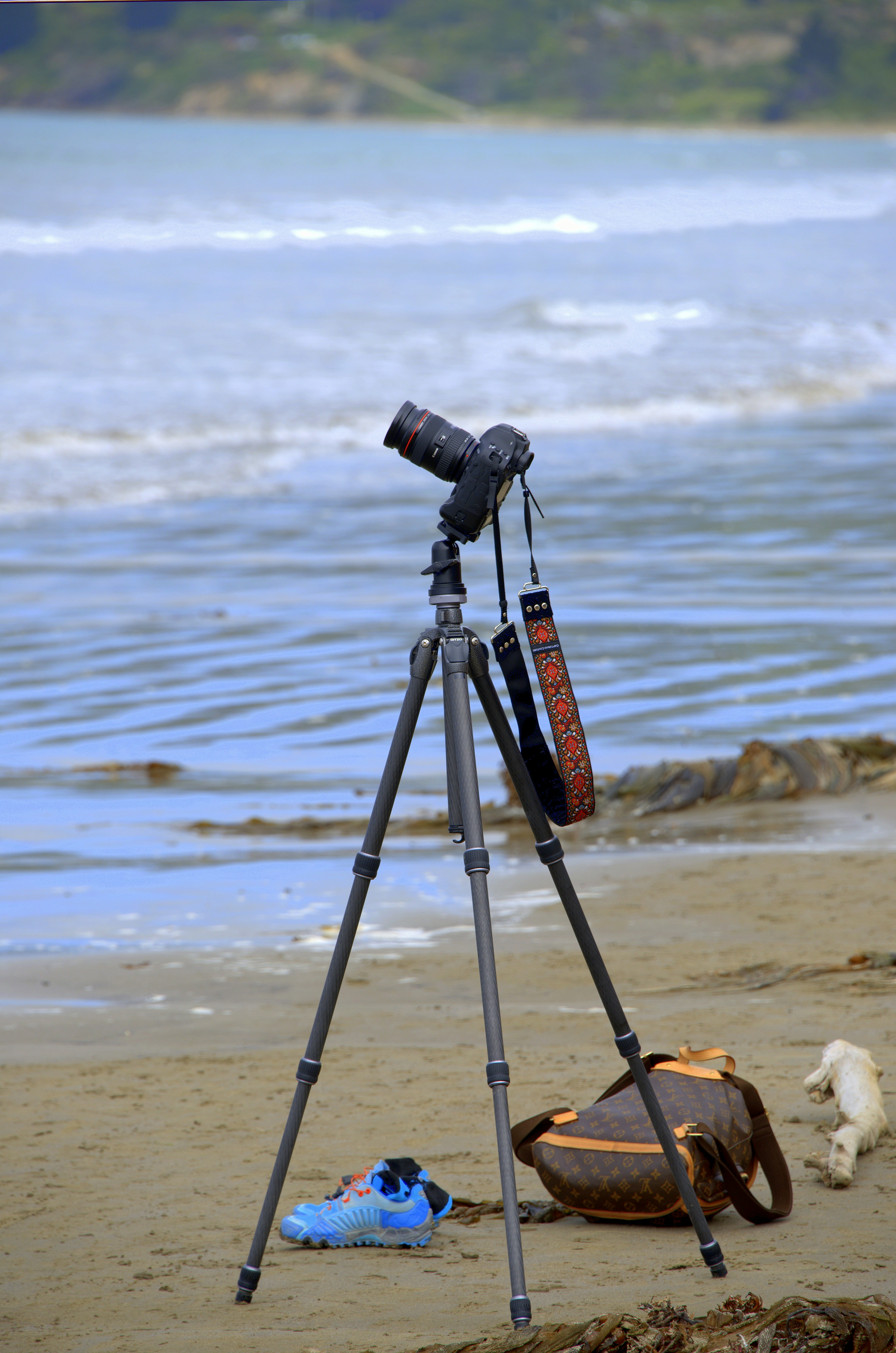 black and gray camera on tripod on beach shore during daytime
