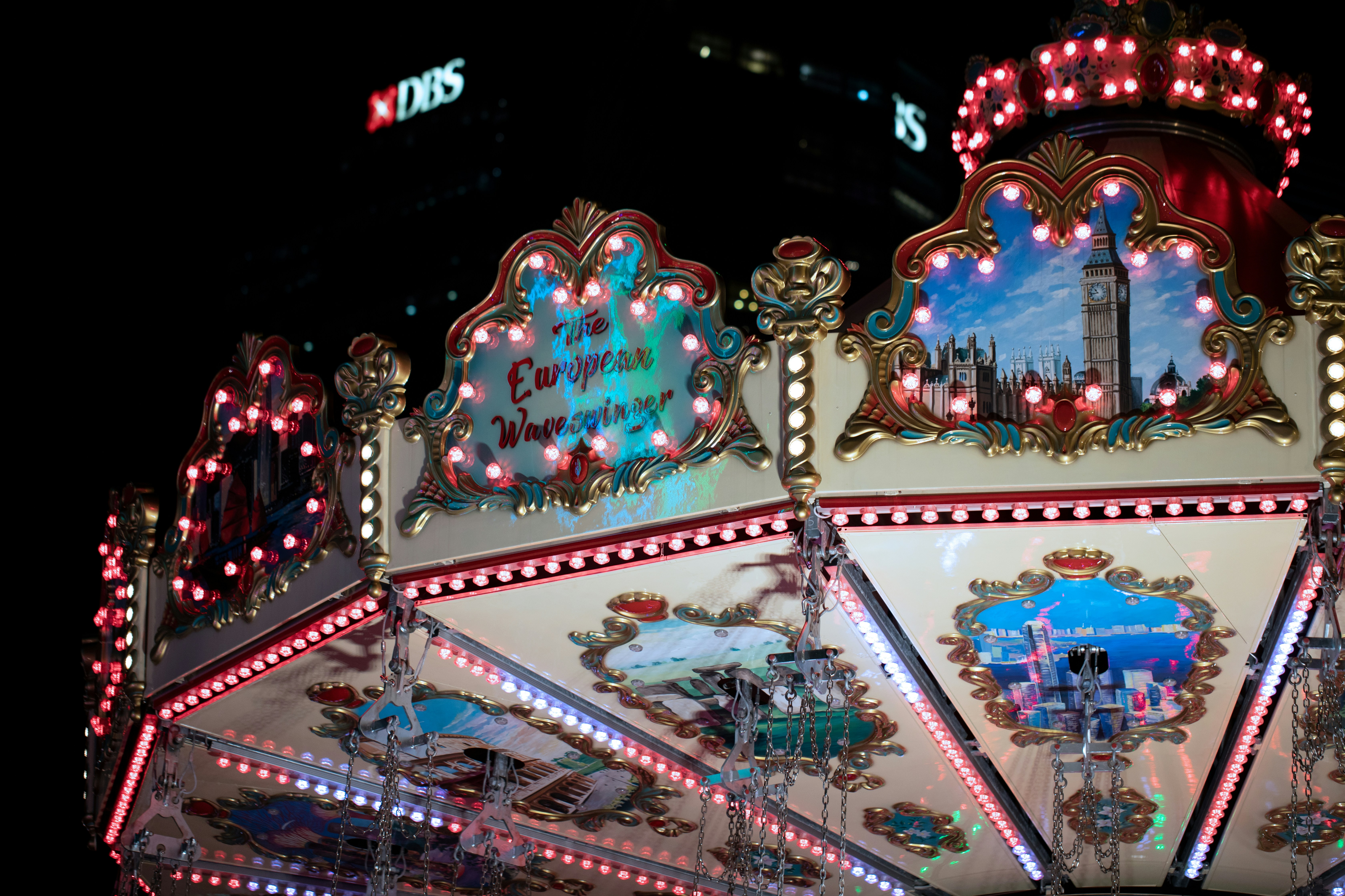 Neon Carousel Splendor Under Night Sky