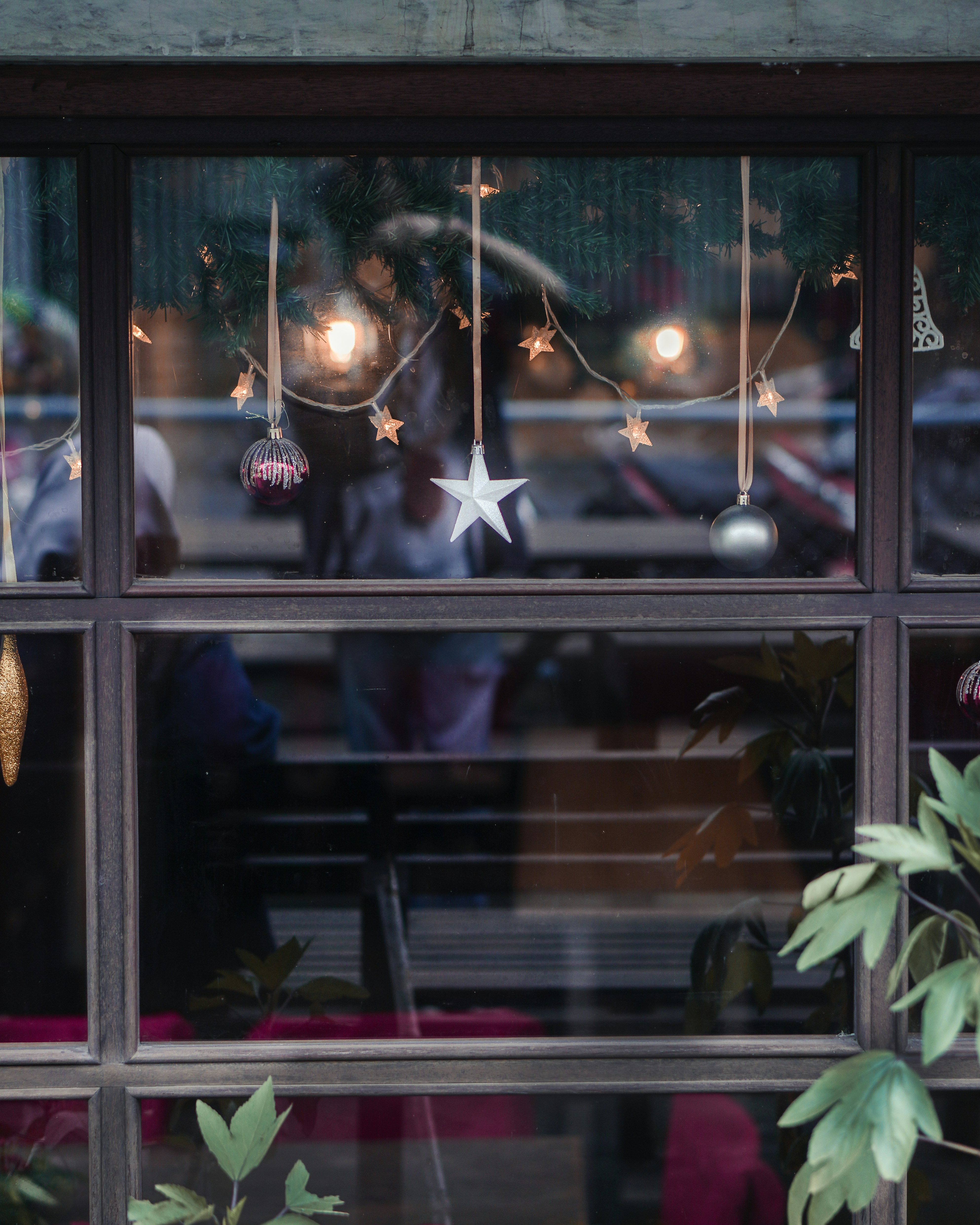 Star Ornaments in a Glass Window: Reflections of a Quiet Holiday Shop