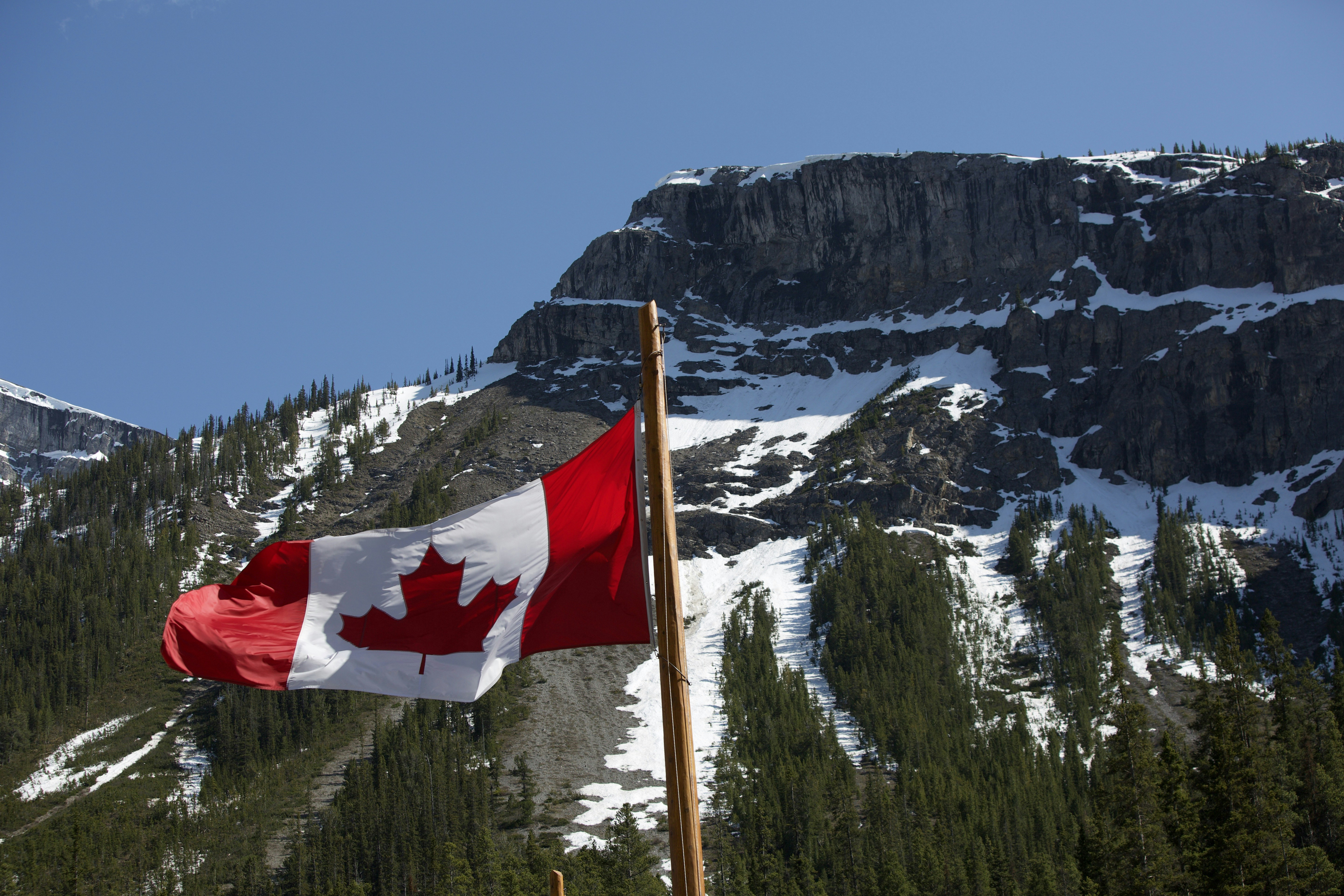 Flag on a Mountain Ridge