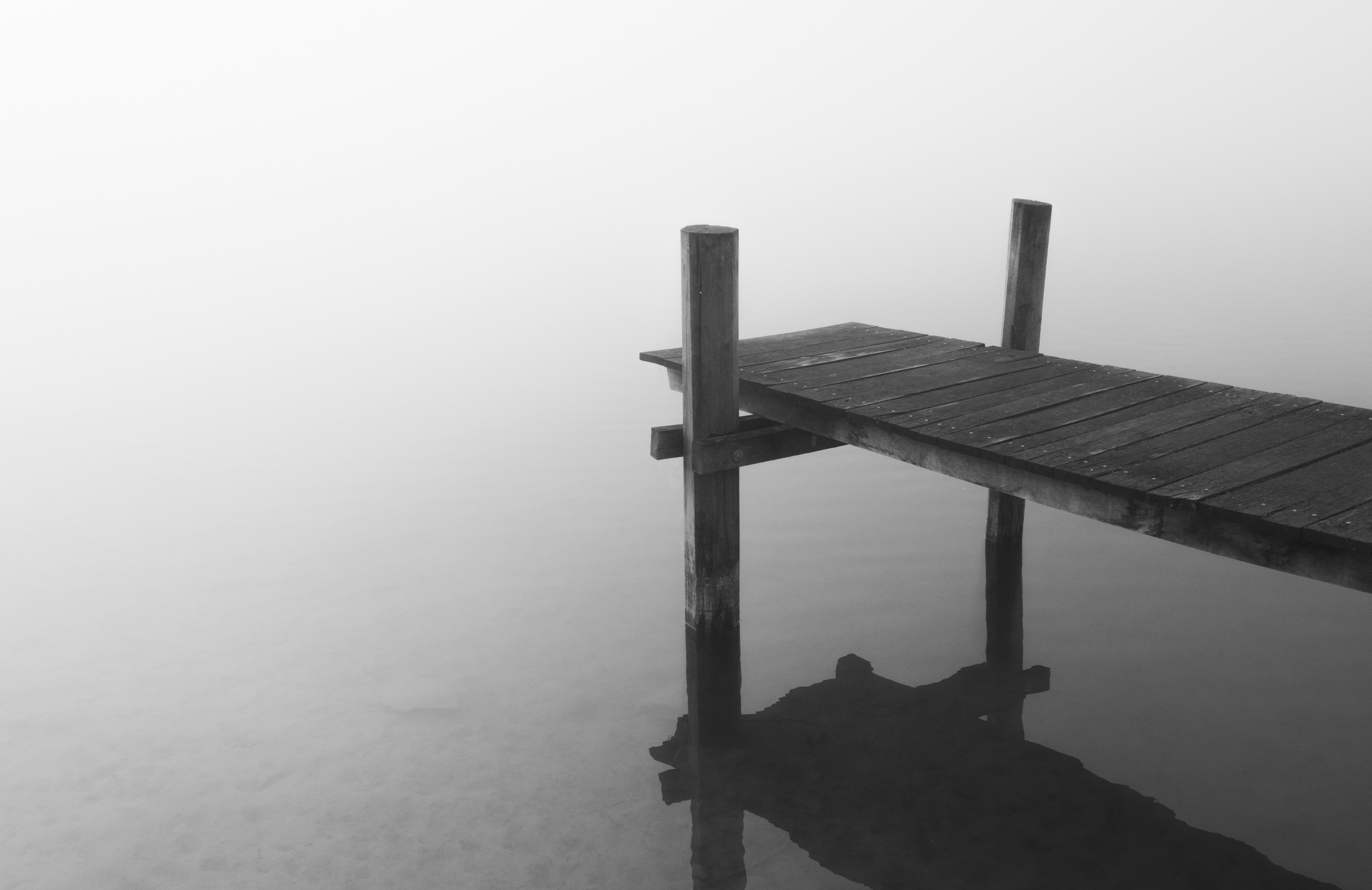 Grayscale photo of wooden dock on body of water photo – Free Grey Image ...