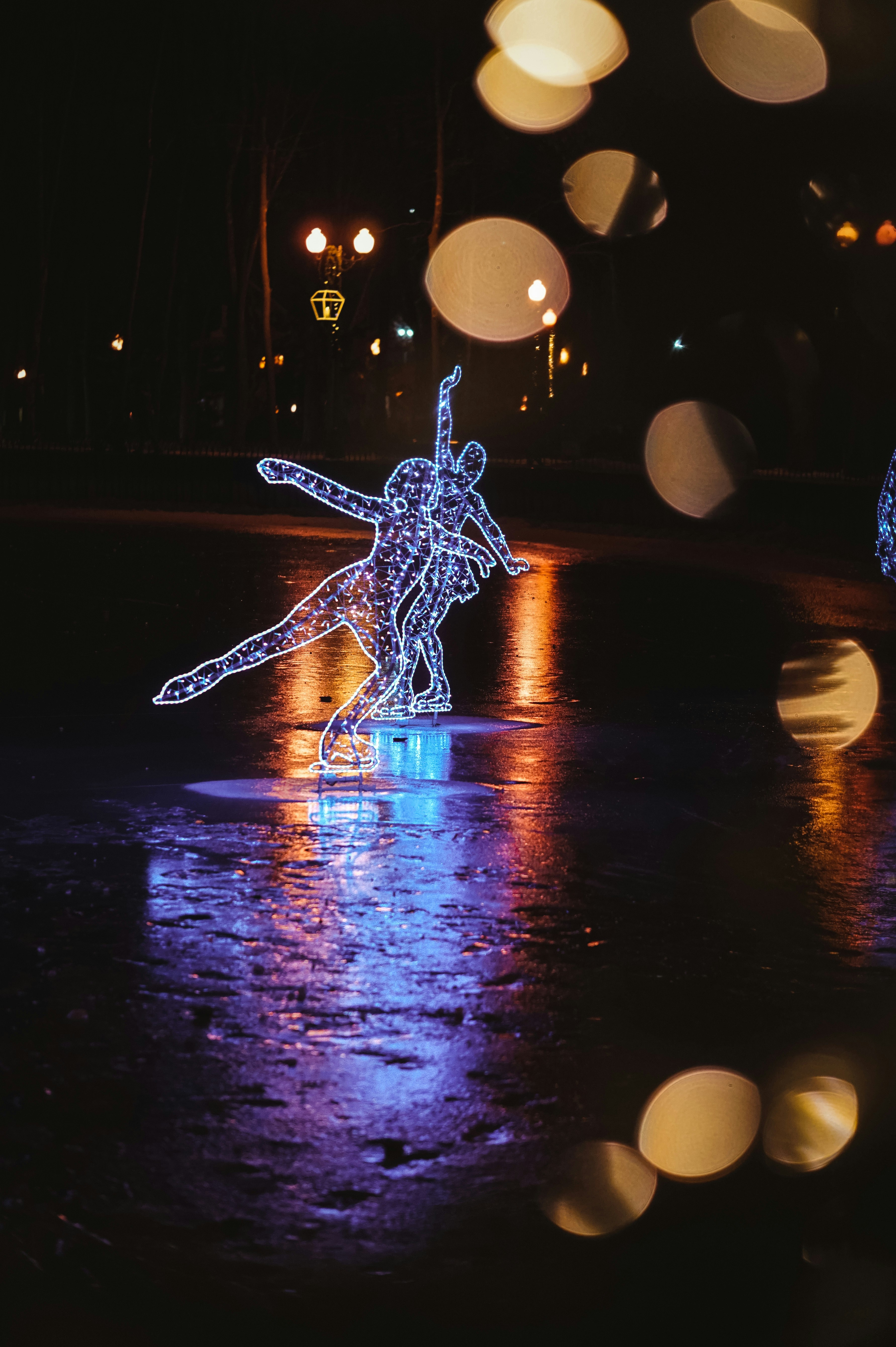 Ice Light Duo in a Night Park