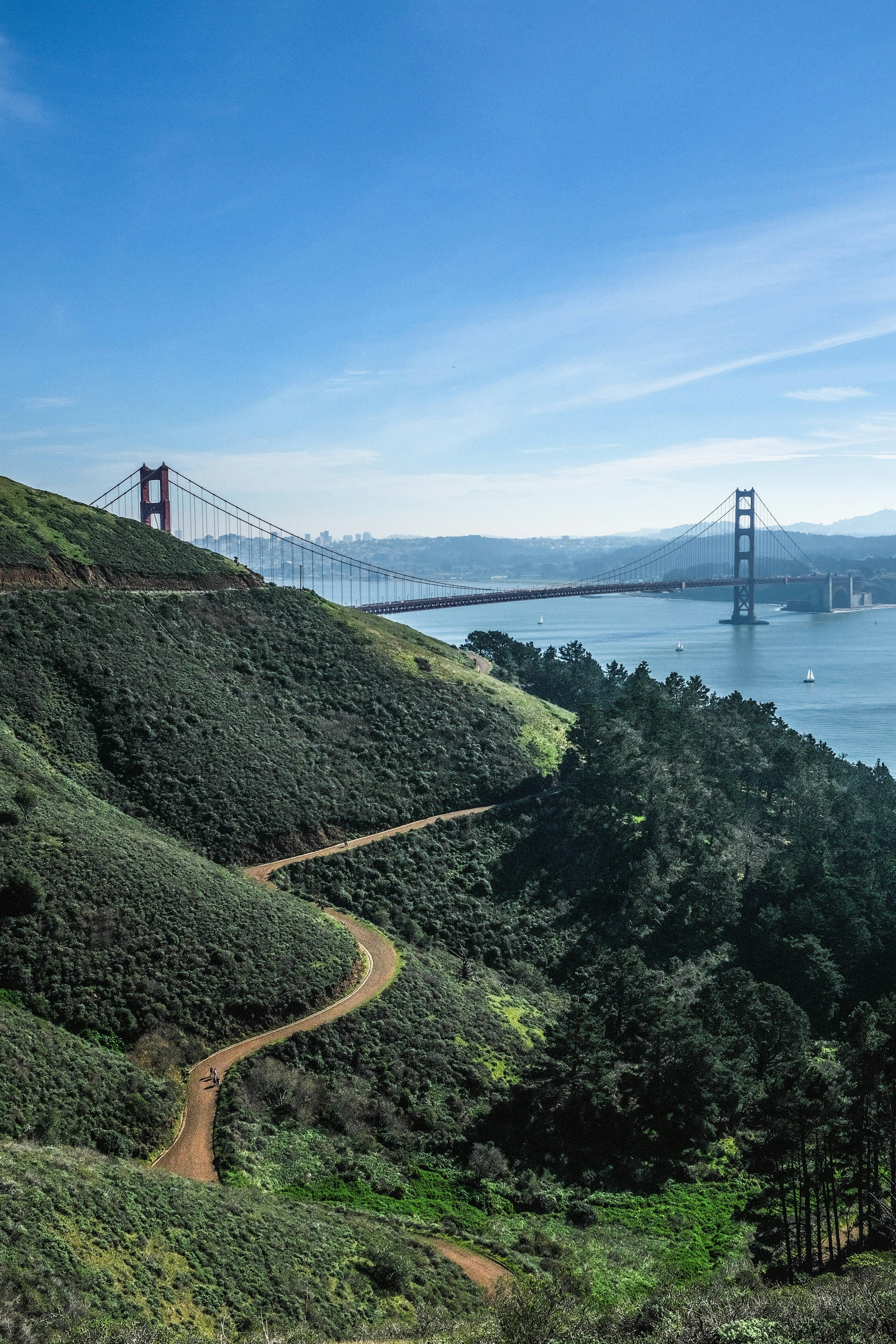 Trail Amid Emerald Hills Toward the Golden Gate