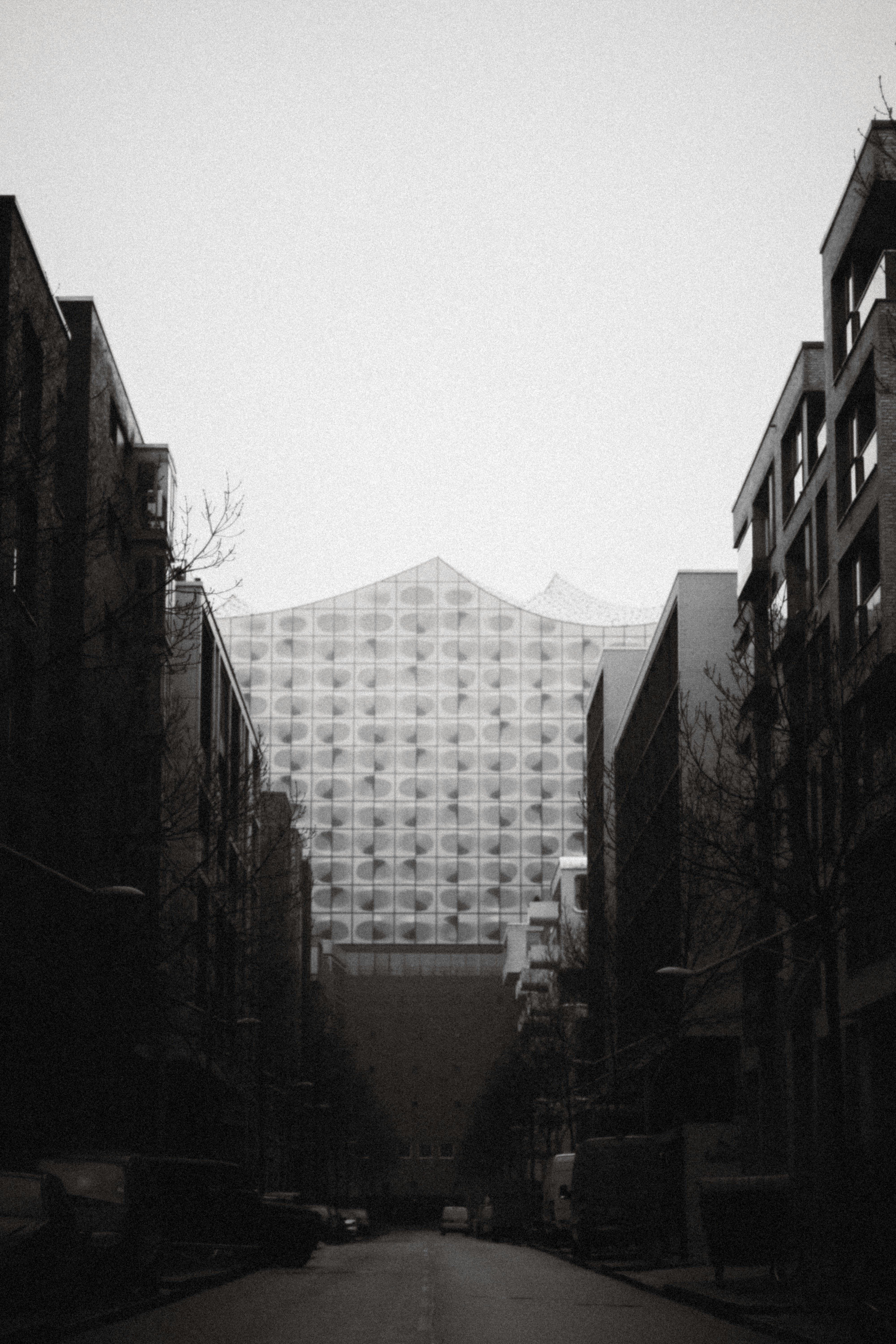 Monochrome Monolith at the End of the Street