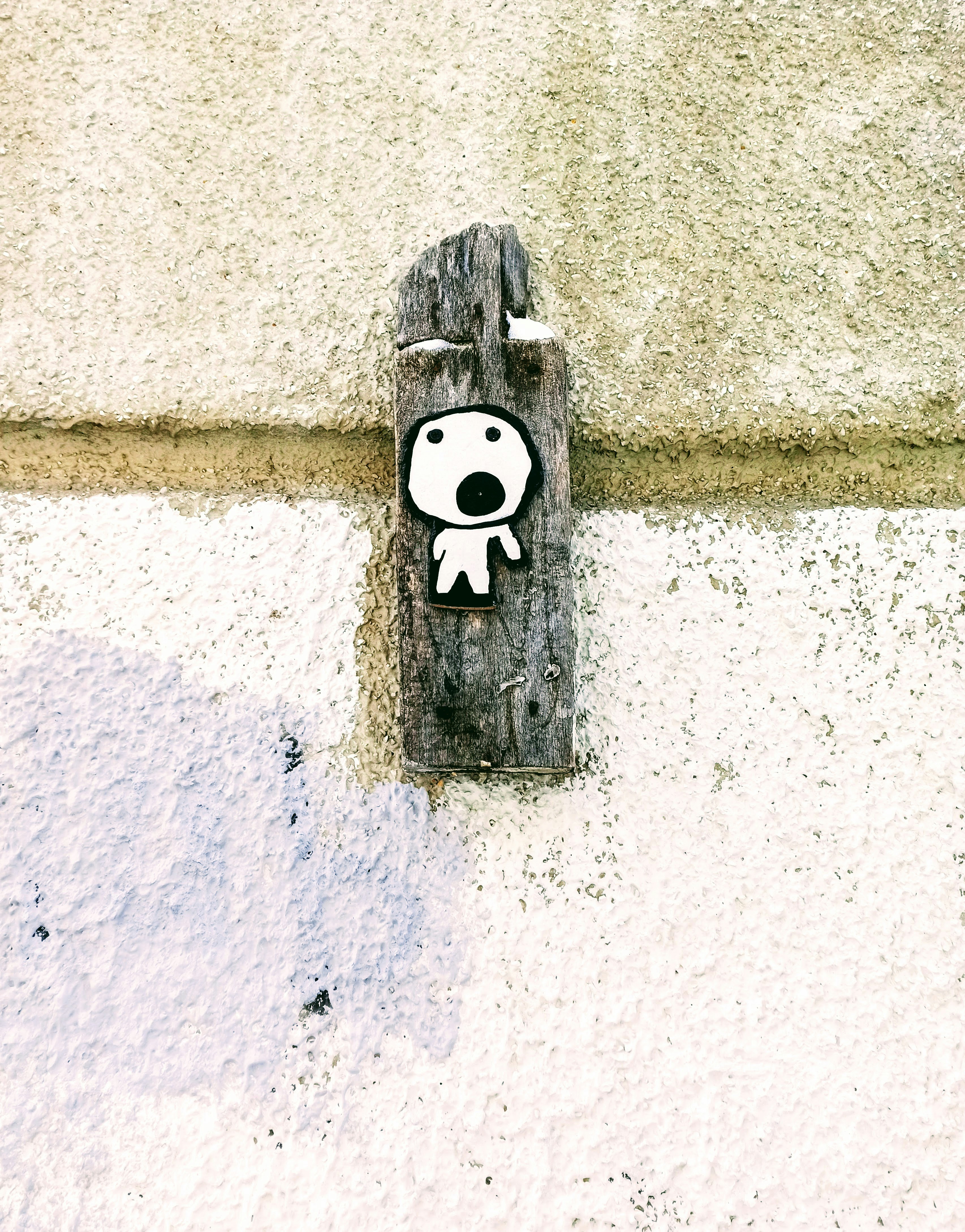 White and black panda sticker on white concrete wall photo – Free Wall ...
