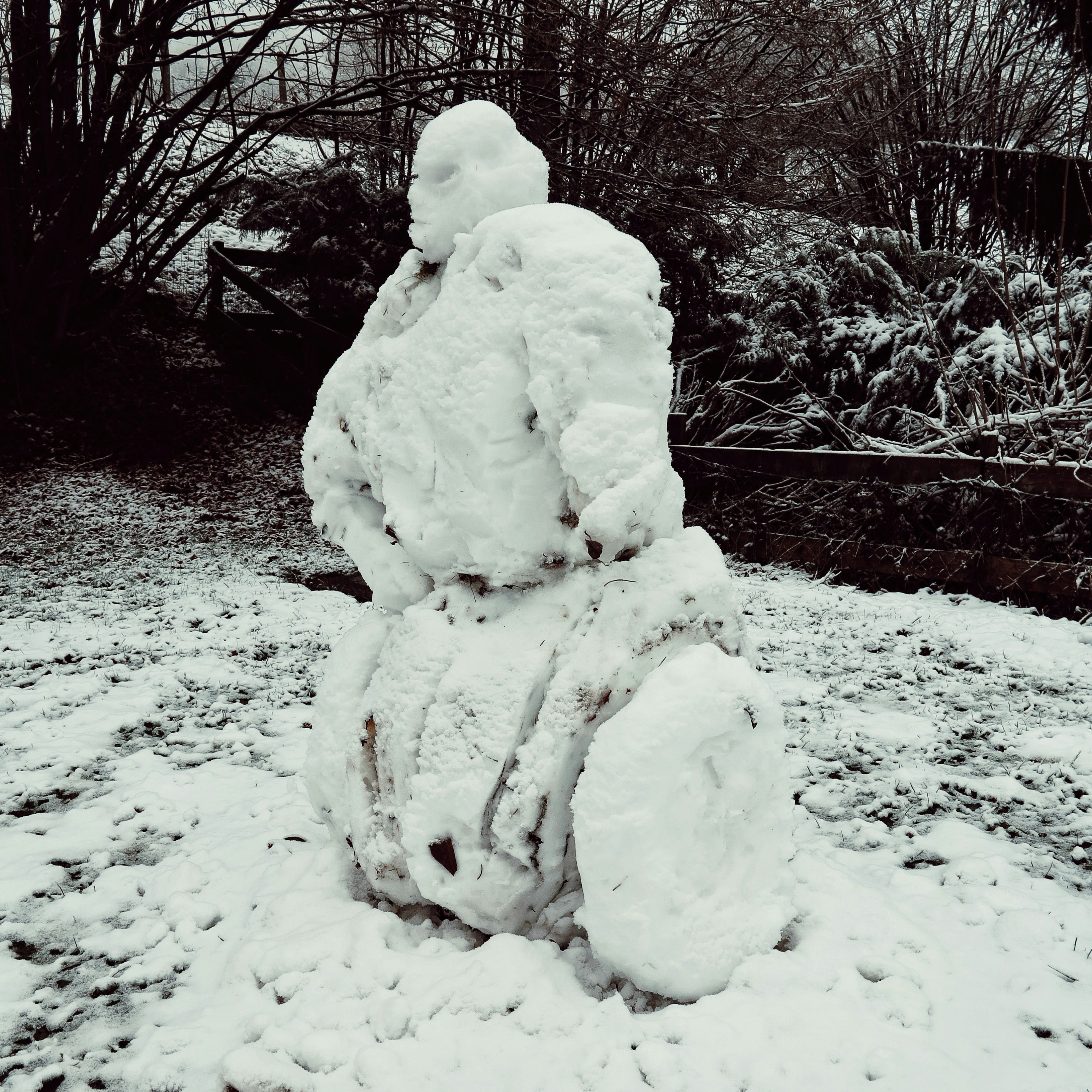 White snowman on snow covered ground during daytime photo – Free Grey ...