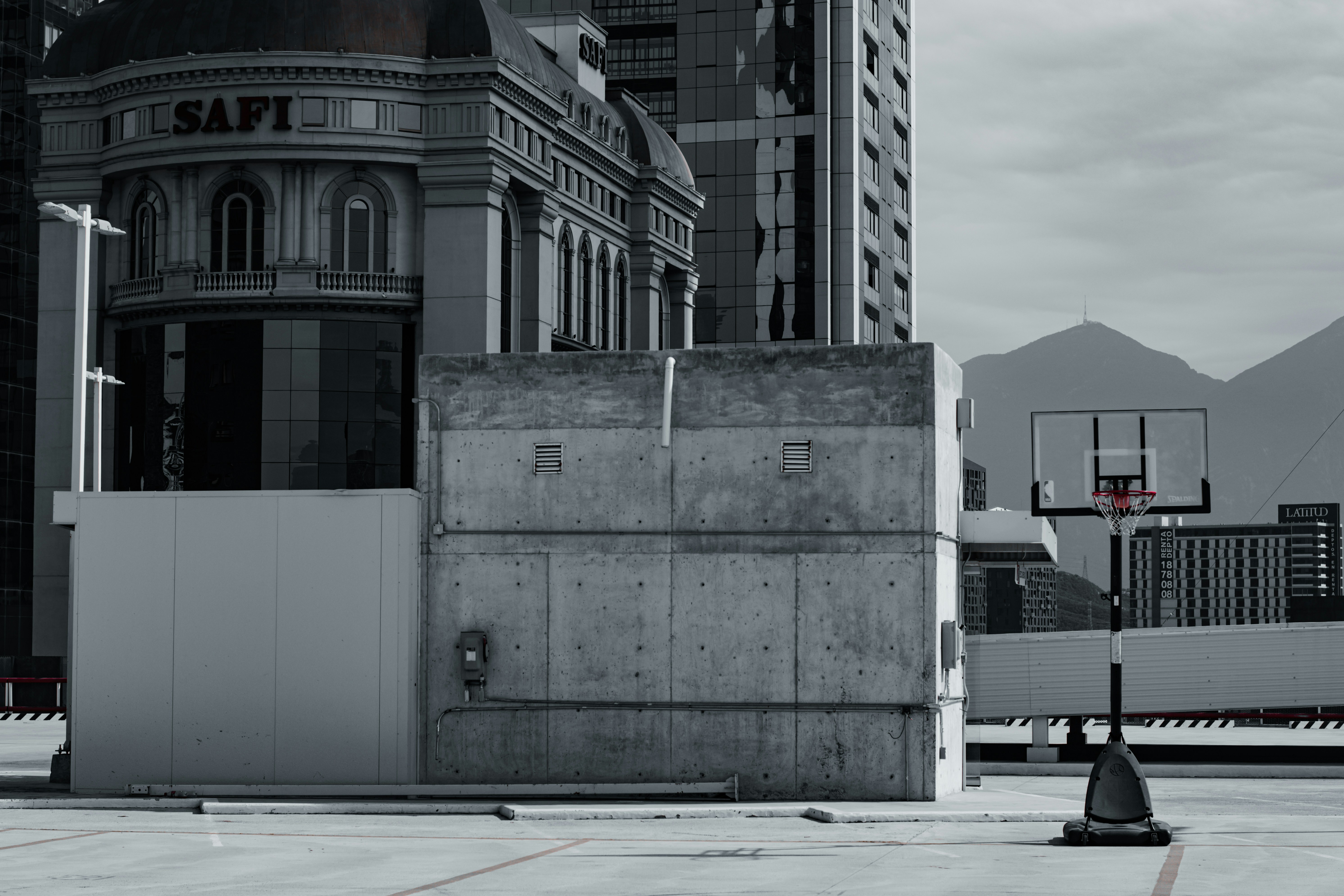 Urban Monochrome: City Basketball Court