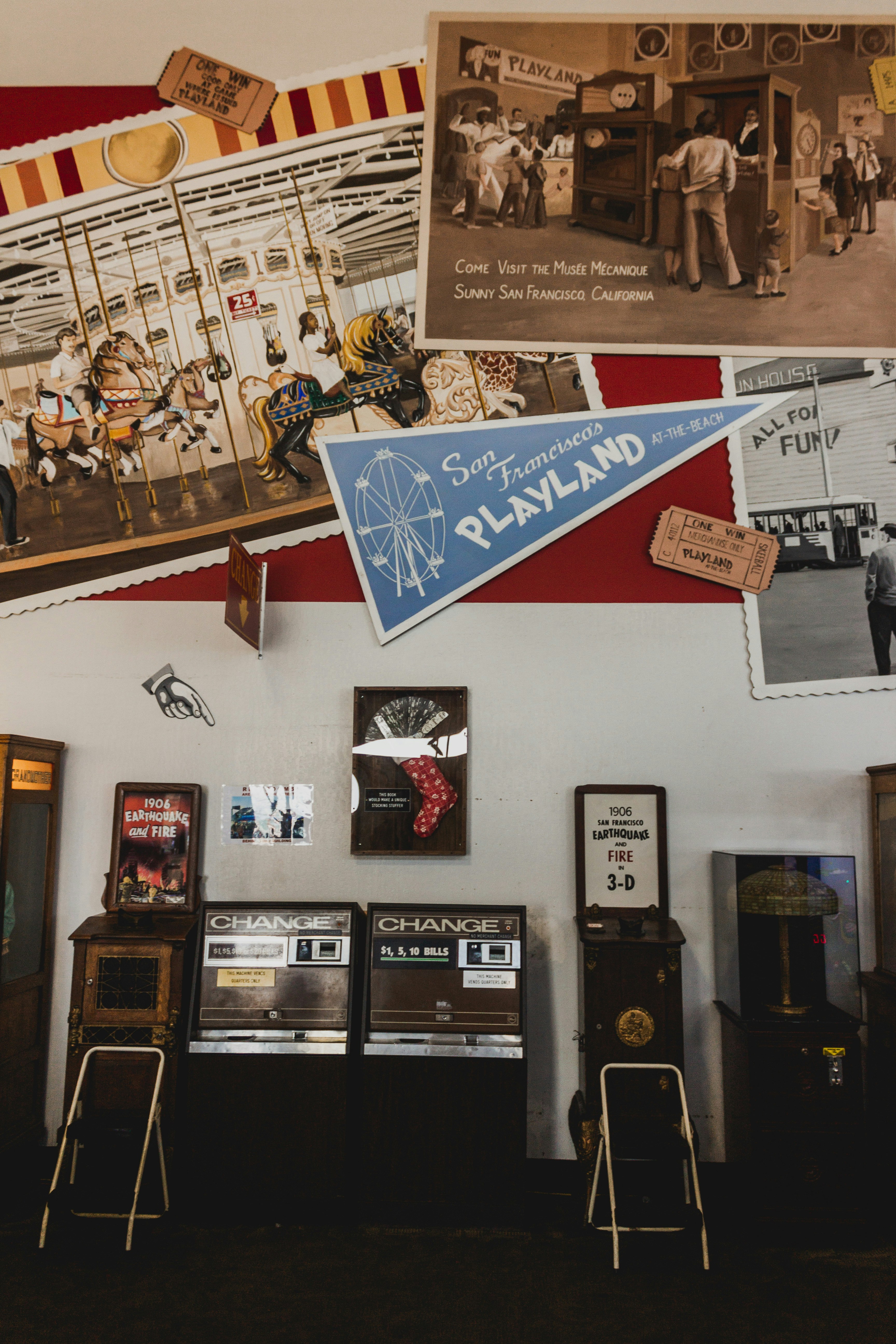 Retro Amusement Hall: Neon Payphones and Vintage Arcade Posters