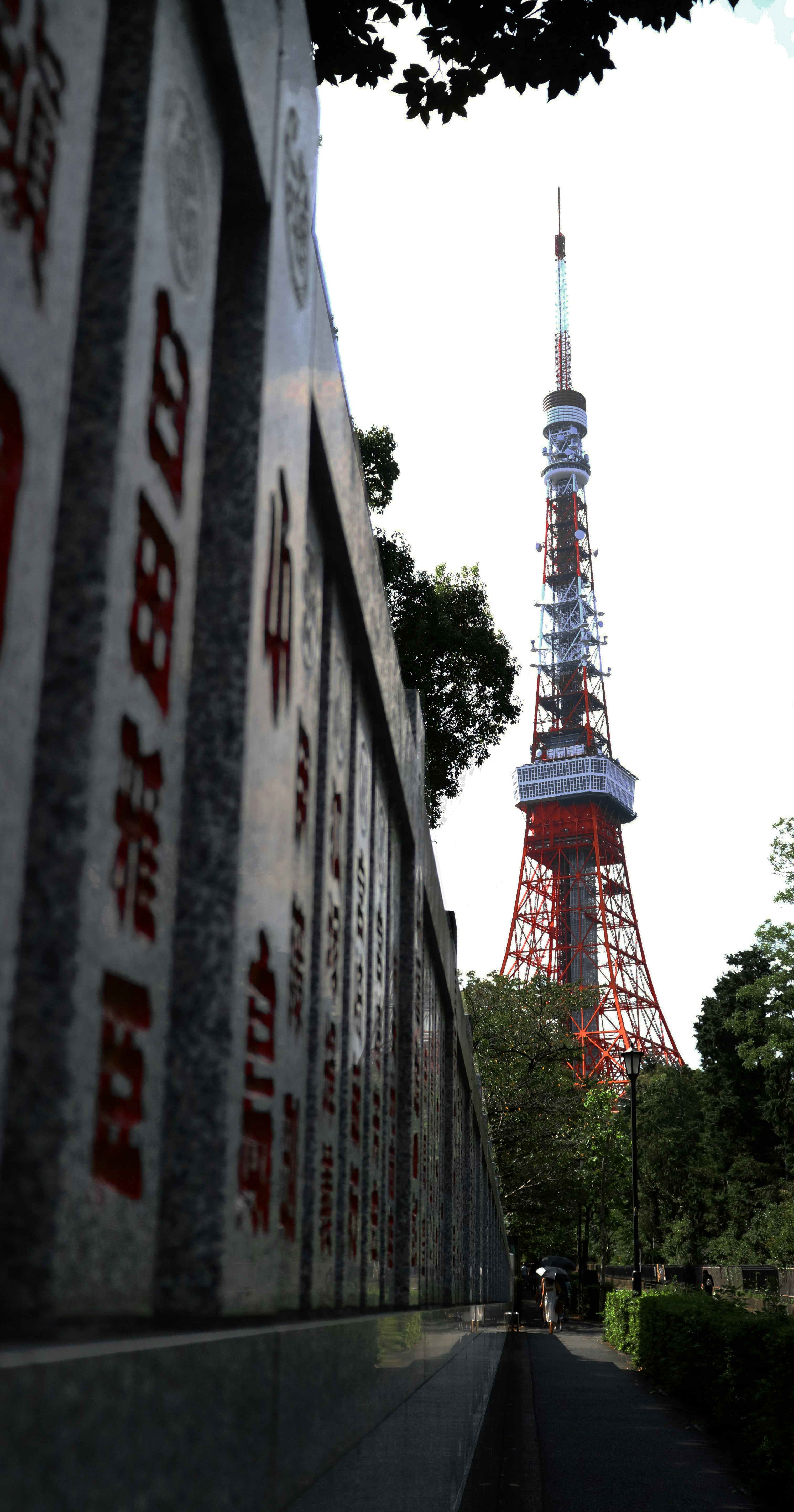 red and white tower in the middle of the city
