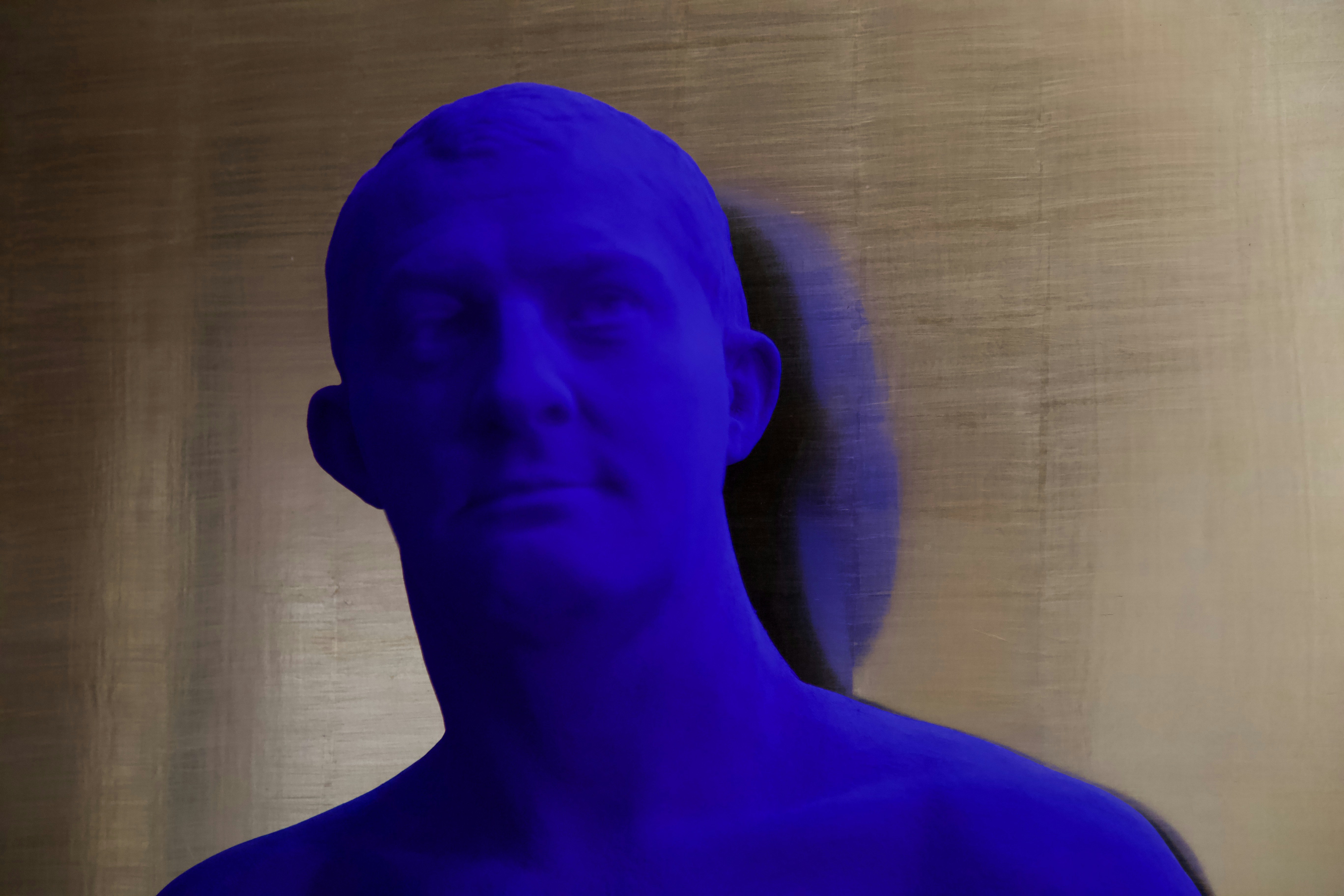 Blue Mask, Wooden Backdrop