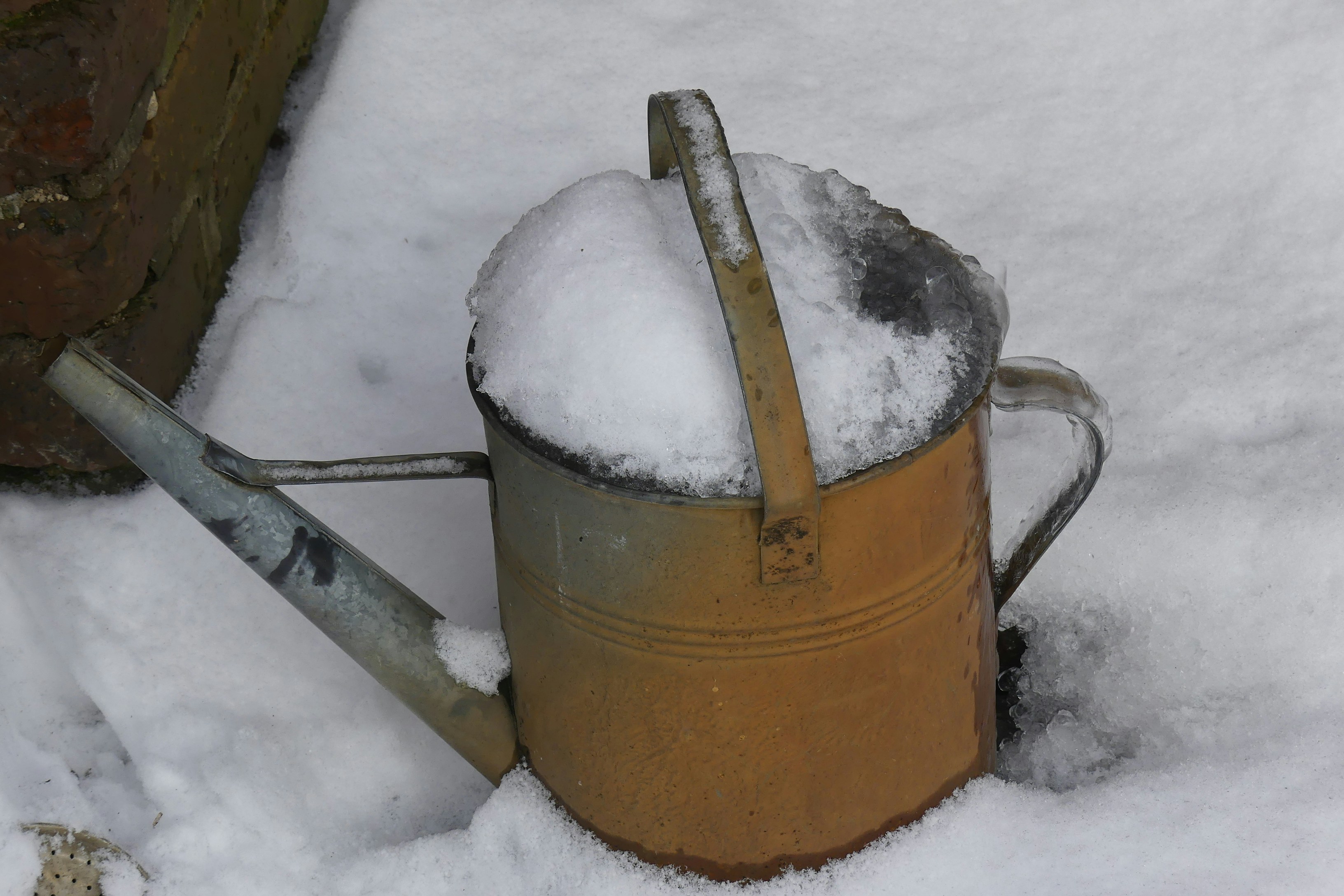 Brown metal container on snow covered ground photo – Free Green Image ...