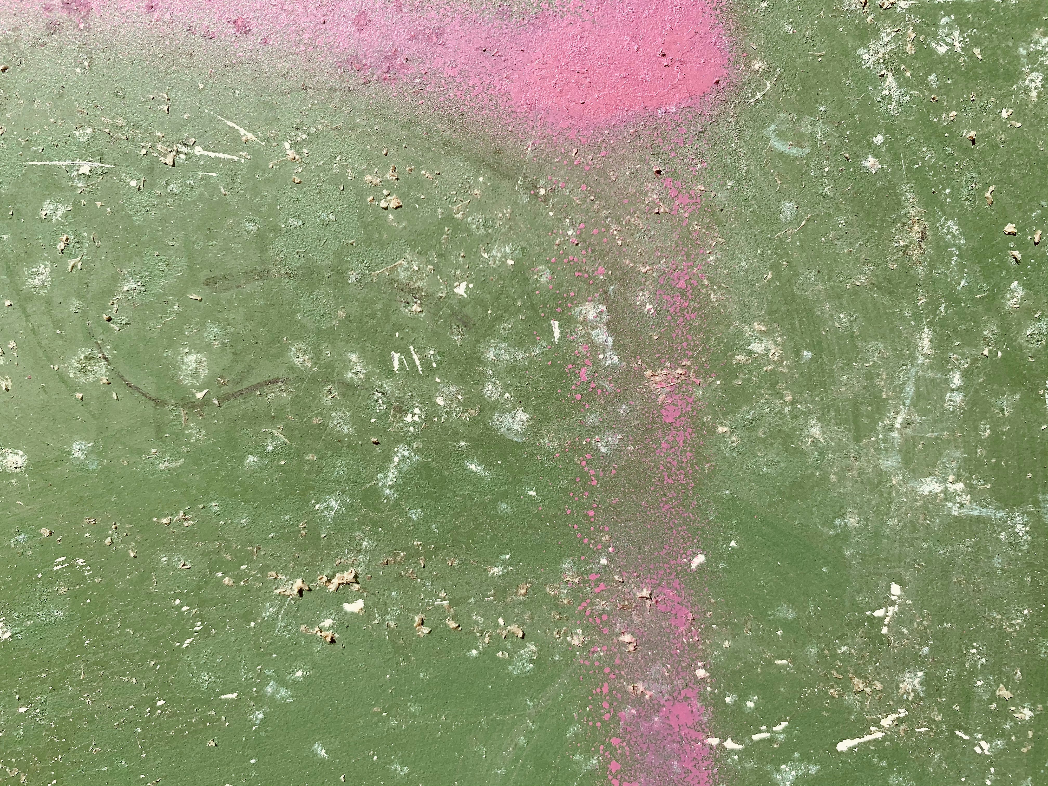 green and pink abstract painting