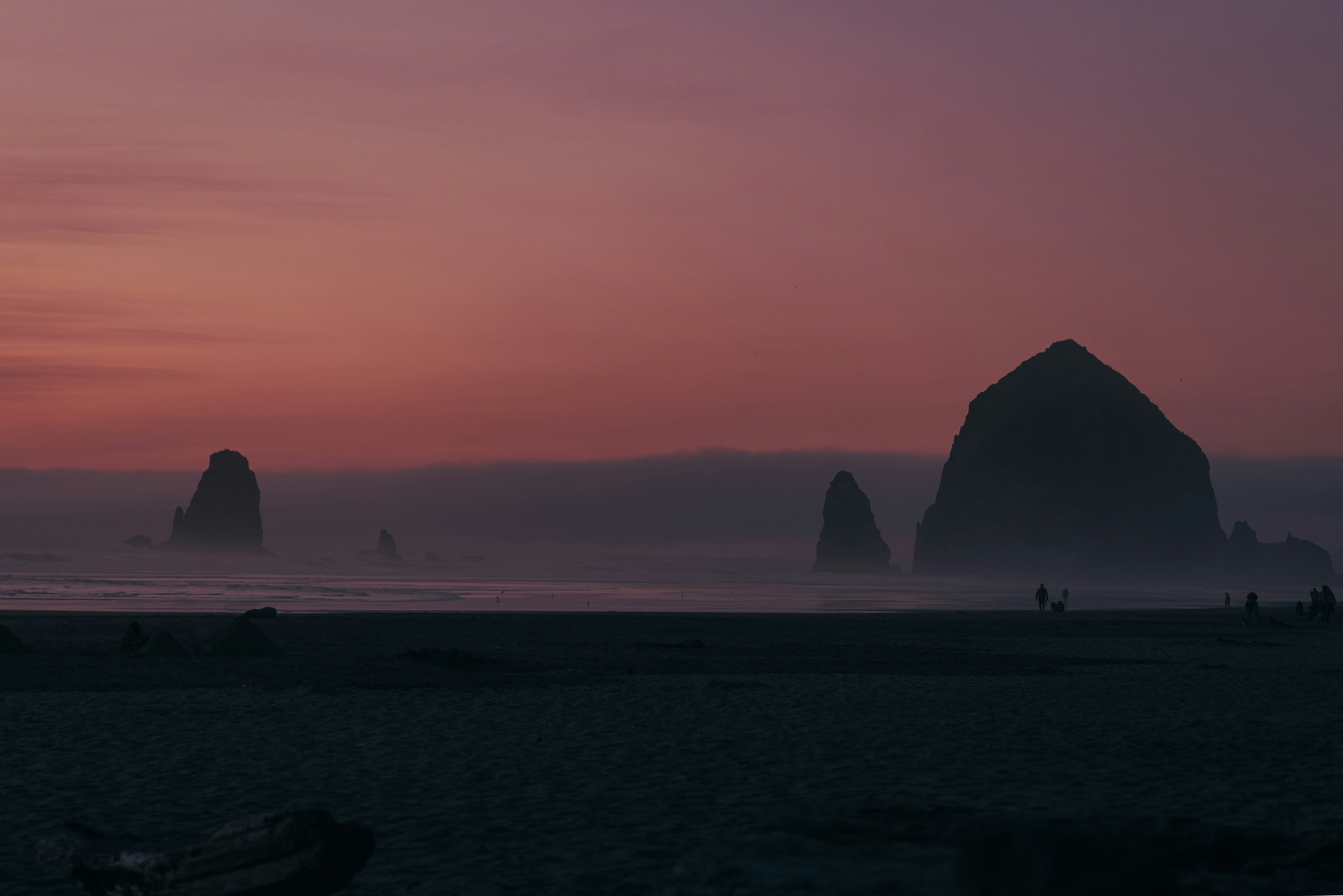 Dusk Over the Sea Stack: Velvet Fog and Silent Shore
