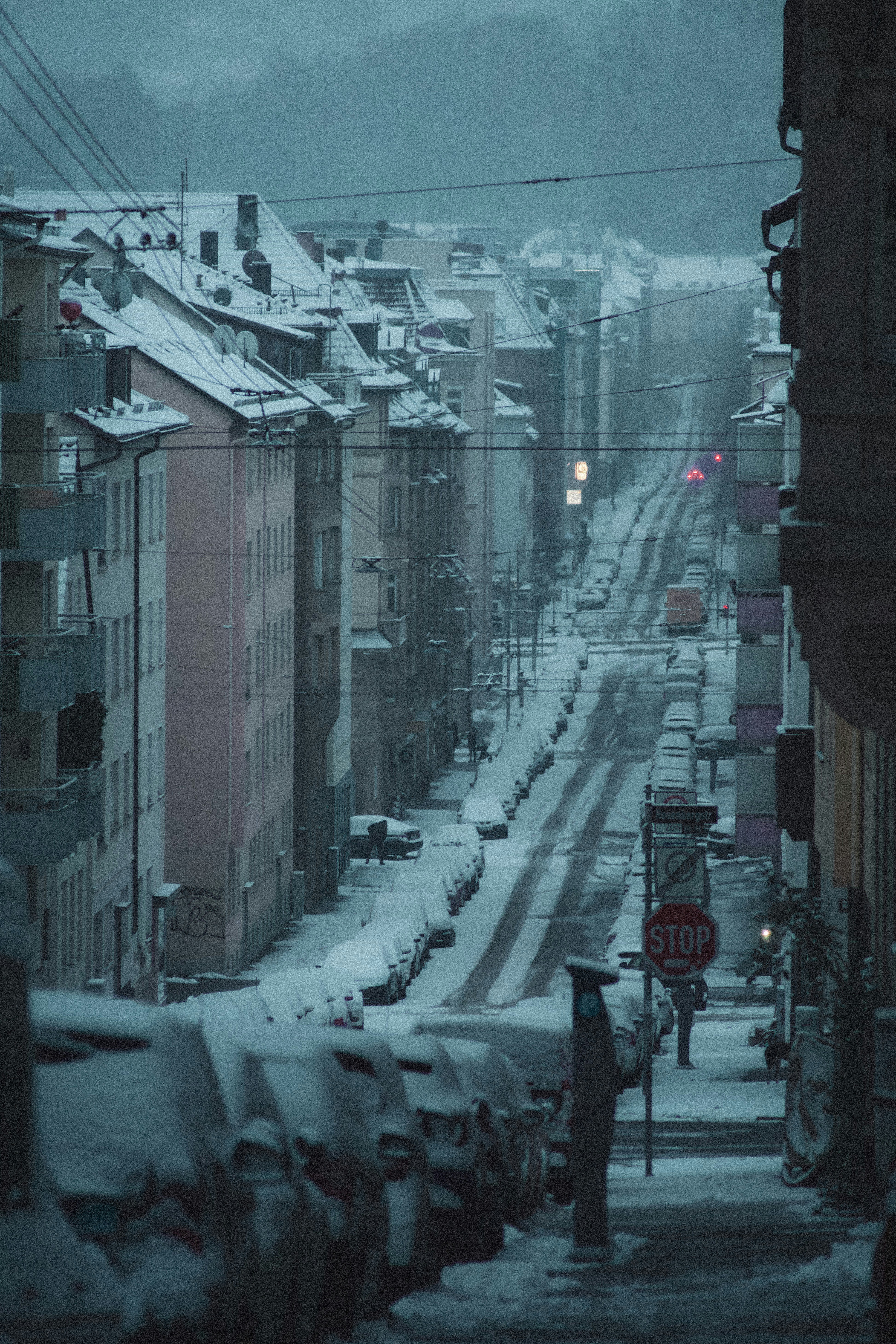 Red stop sign on road covered with snow photo – Free Stuttgart Image on ...