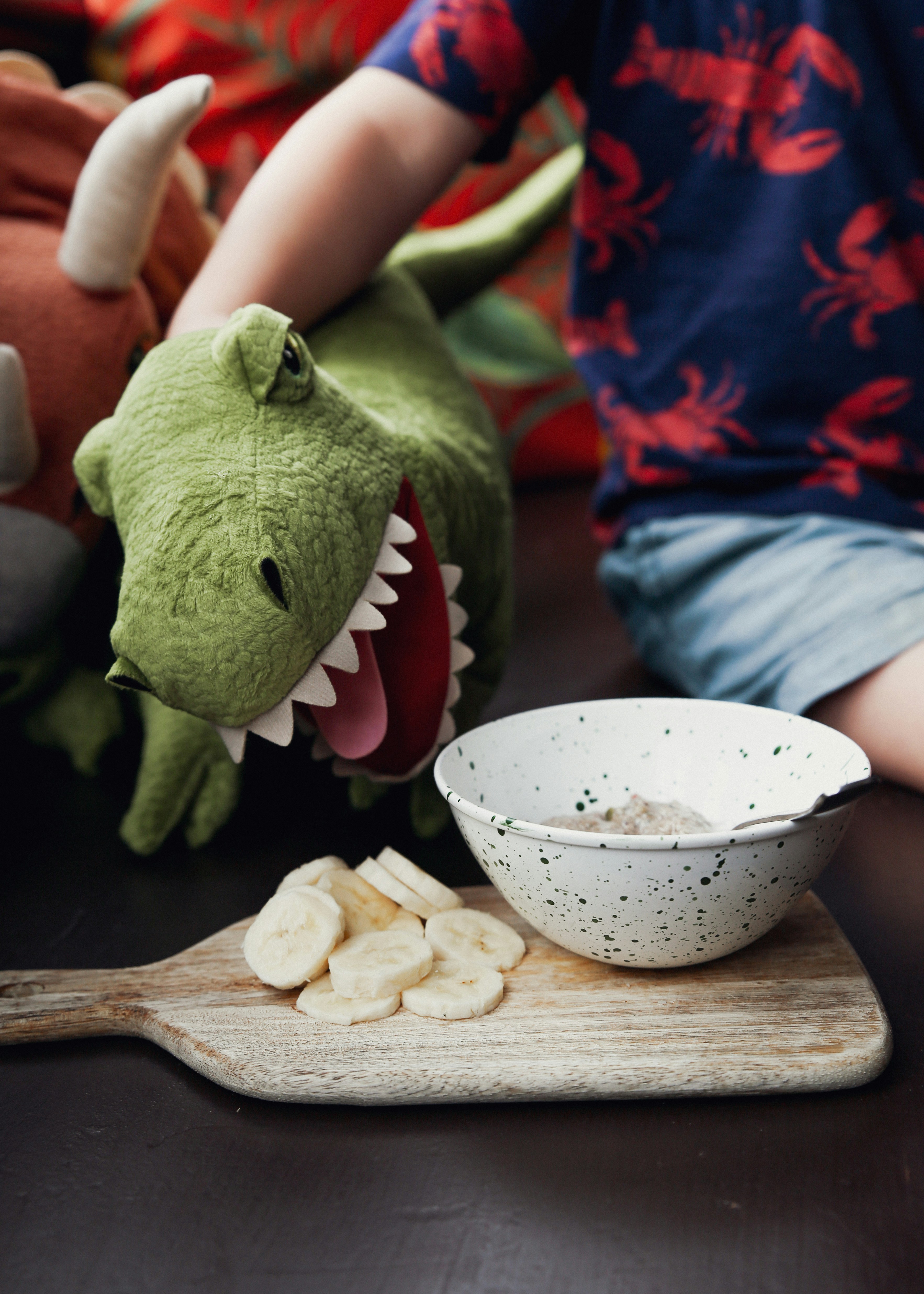 Tiny Snack, Toy Terrors: A Plush Tyrant Guards a Banana-Bed Cathedral